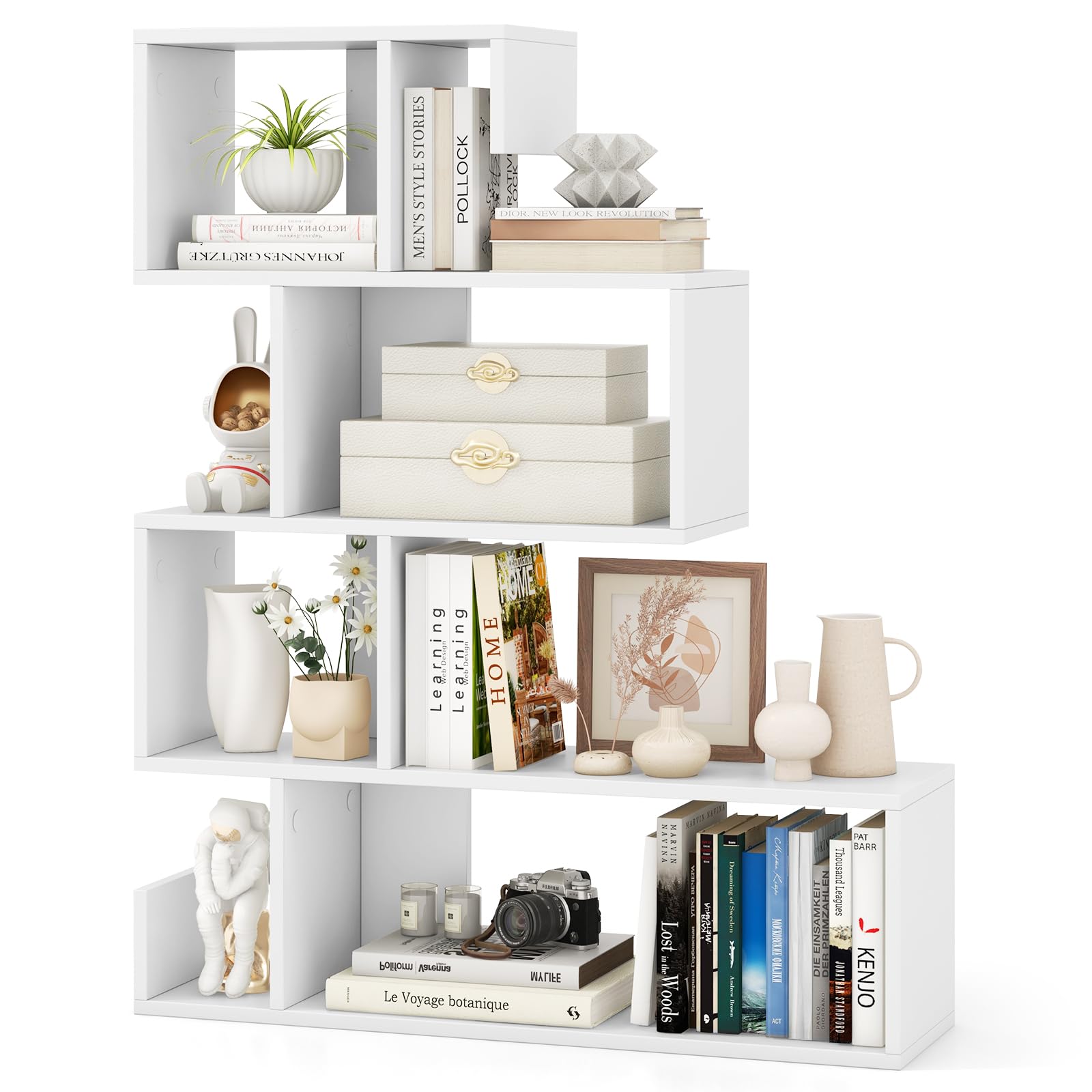 Amazon.com: Tangkula S-Shaped Bookshelf, 5-Tier Modern Geometric ...