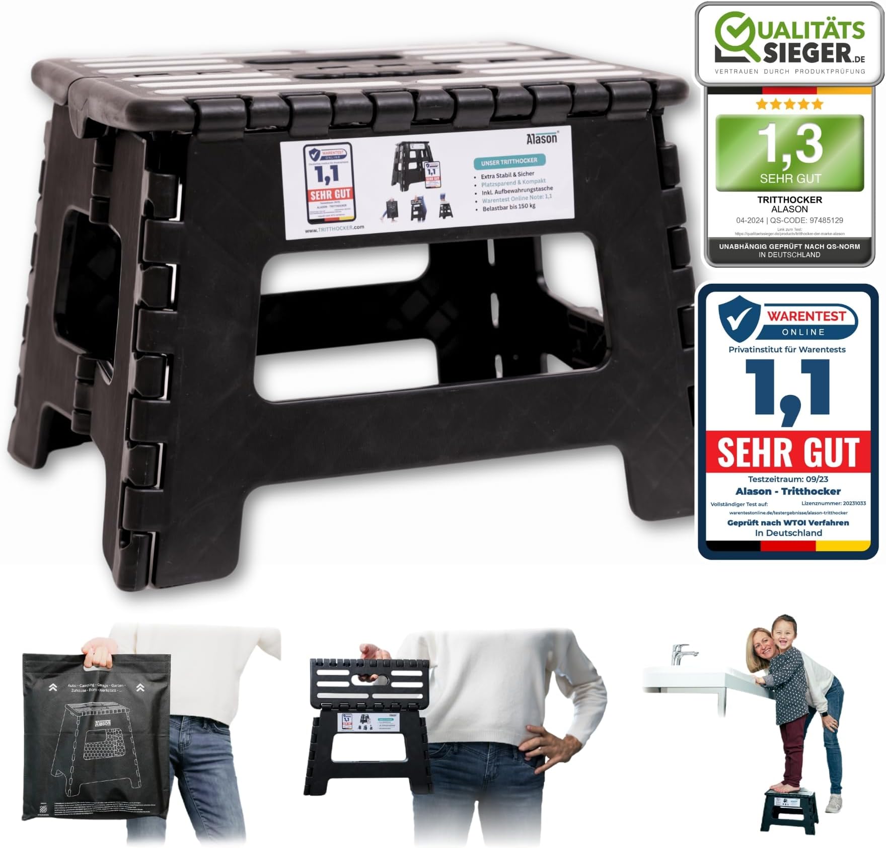 ZOLLNER Tritthocker faltbar - Klapphocker für Kinder und Erwachsene bis ...