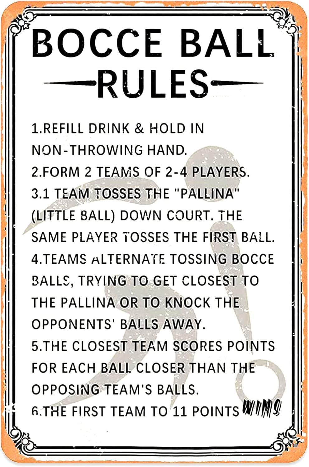 Amazon.com: Bocce Ball Rules Vintage Metal Tin Sign,Scoring Rules ...