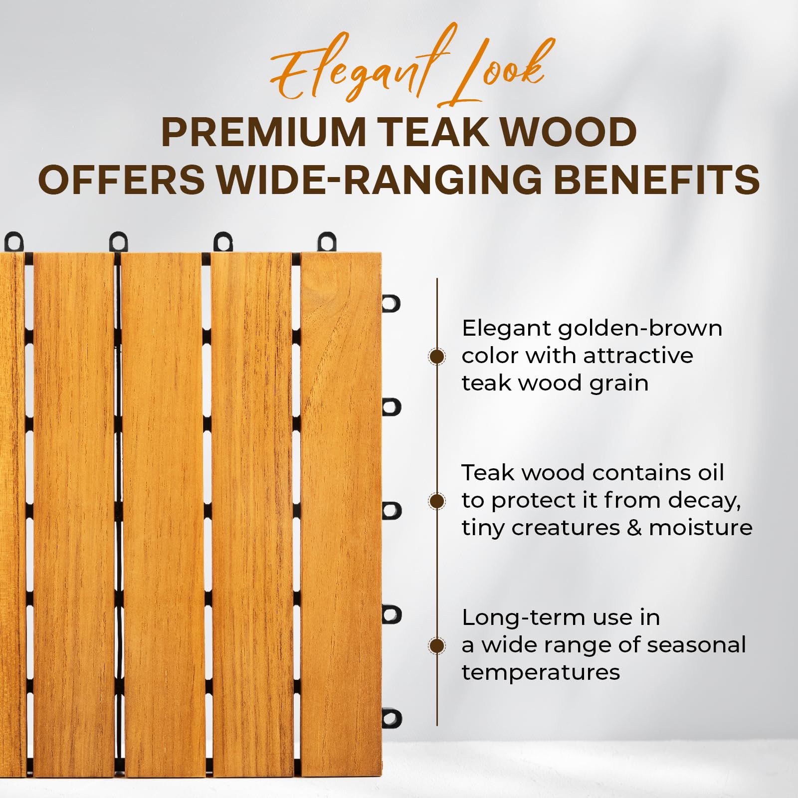 Snapklik.com : Idzo Set Of 10 Premium Teak Deck Tiles, Distinctive Teak ...
