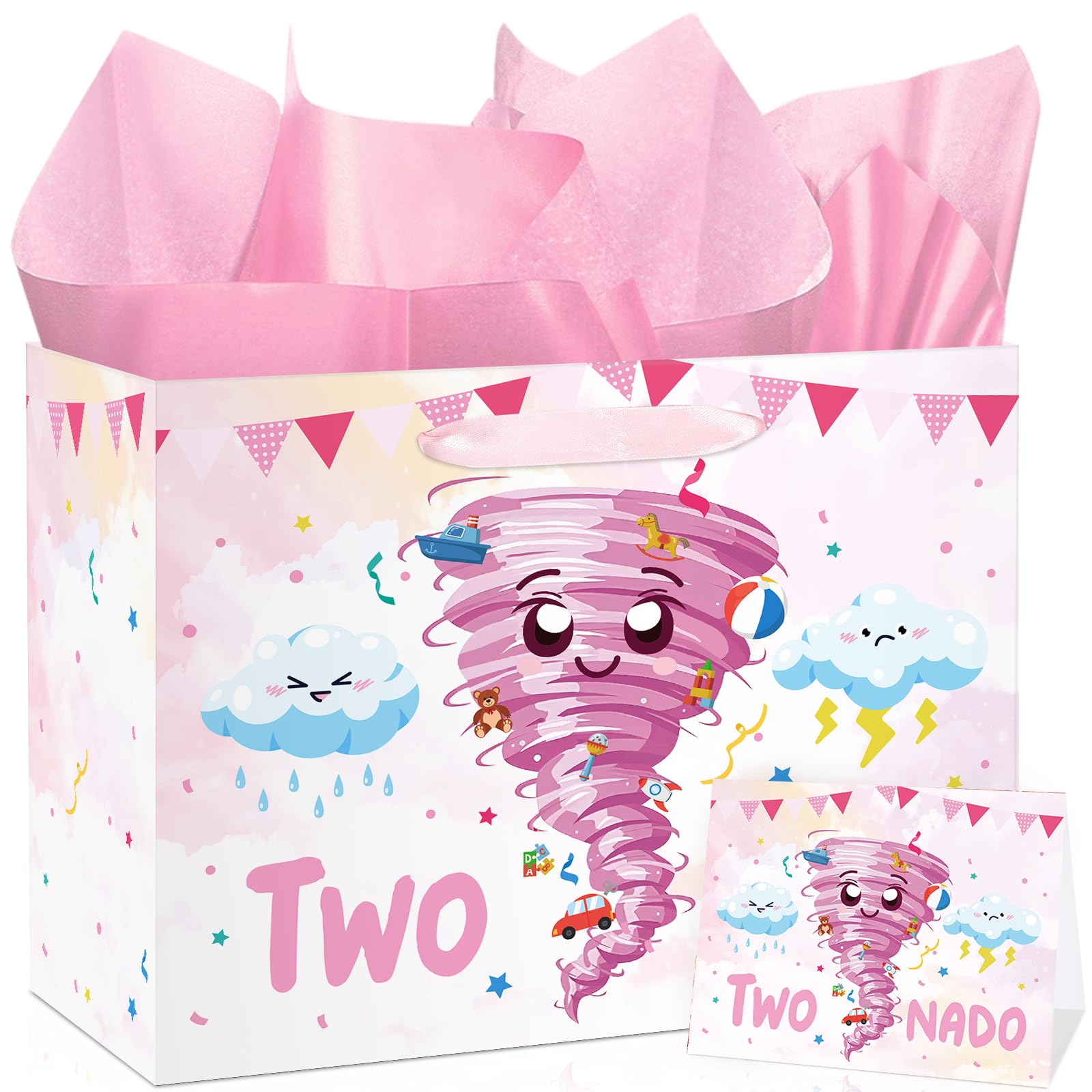 Amazon.com: Two Nado Birthday Gift Bag for Girls, Tornado 2nd Birthday ...