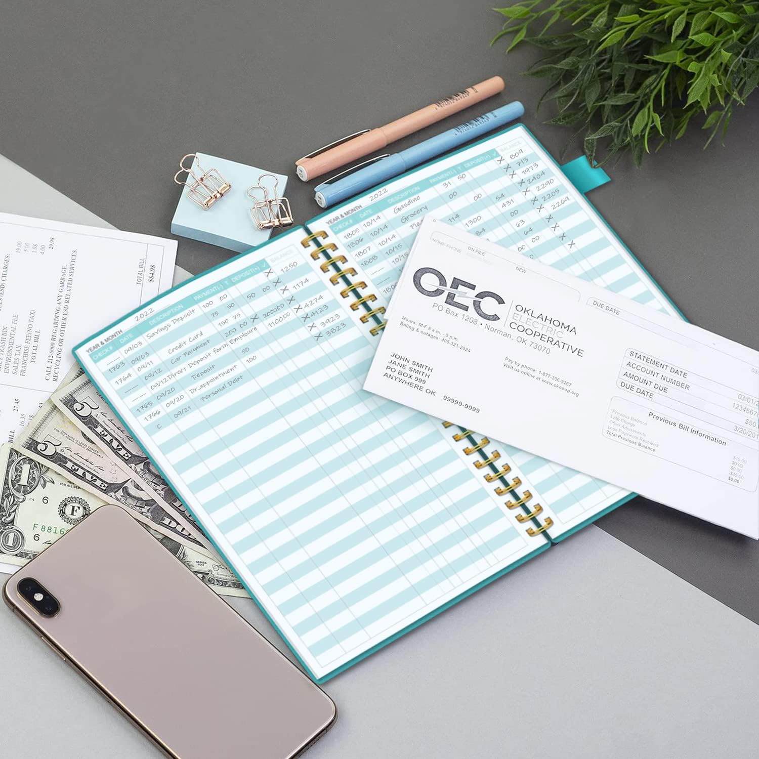 Regolden-Book Libro contable de cheques de gastos, cuaderno de registro ...