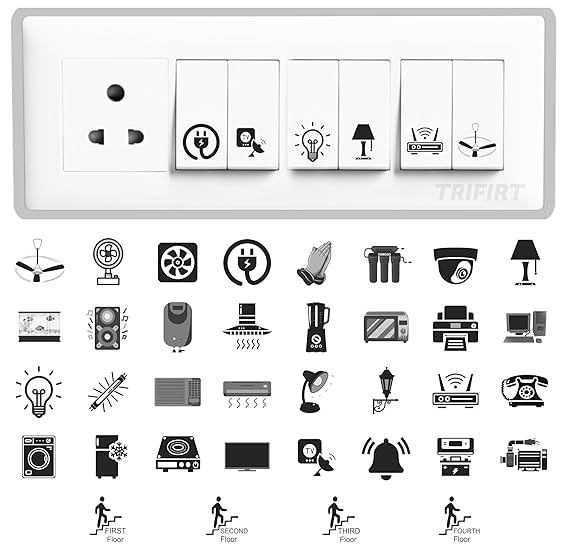 Trifirt Switch Board Stickers for Home and Office - 36 Pattern 450 Pcs ...