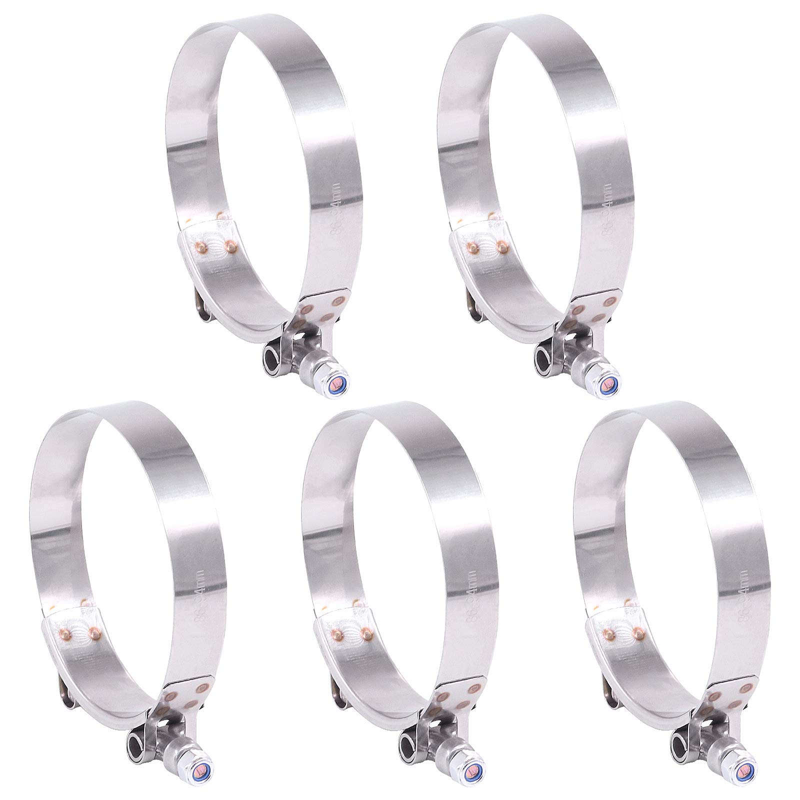 Snapklik.com : Hilitchi 5Pcs Stainless Steel T-Bolt Clamps