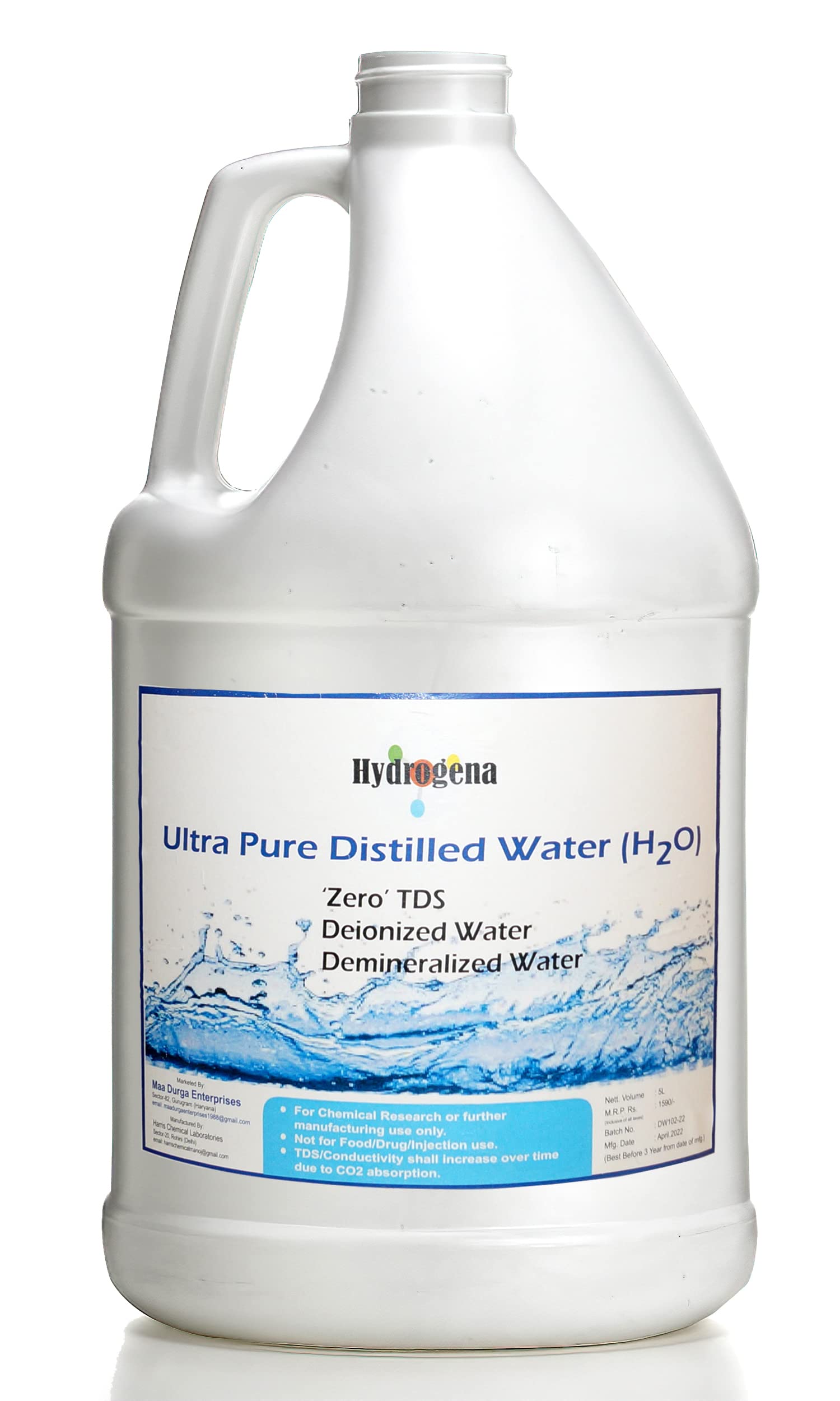 Buy Hydrogena Zero TDS Deionized Demineralized Ultra Pure Distilled ...