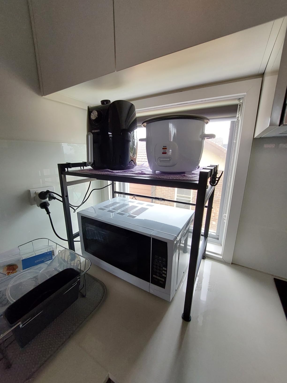 MECOS Microwave Shelf, Expandable Microwave Oven Rack Shelf, Adjustable ...