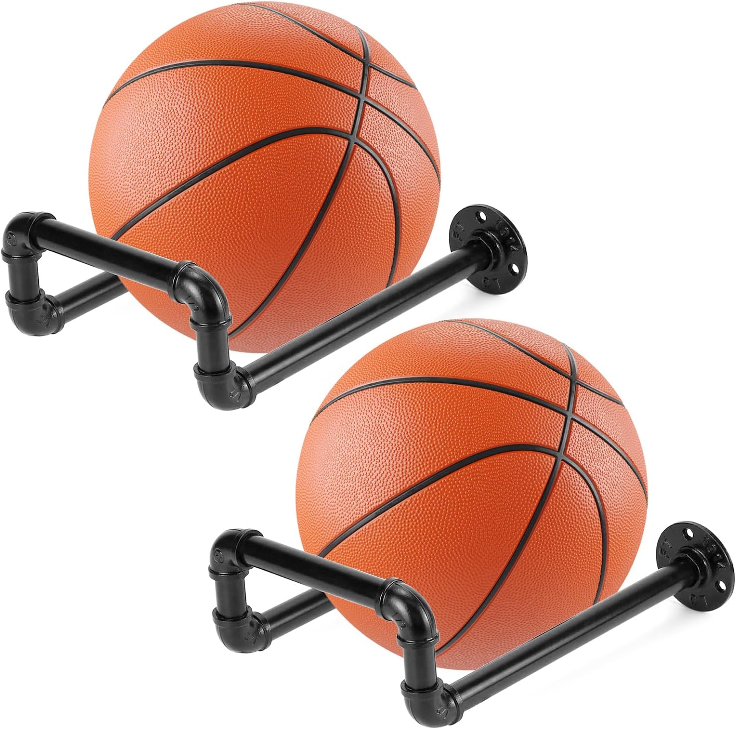 Amazon.com: QWORK Wall Mounted Black Metal Pipe Exercise Ball Holder ...