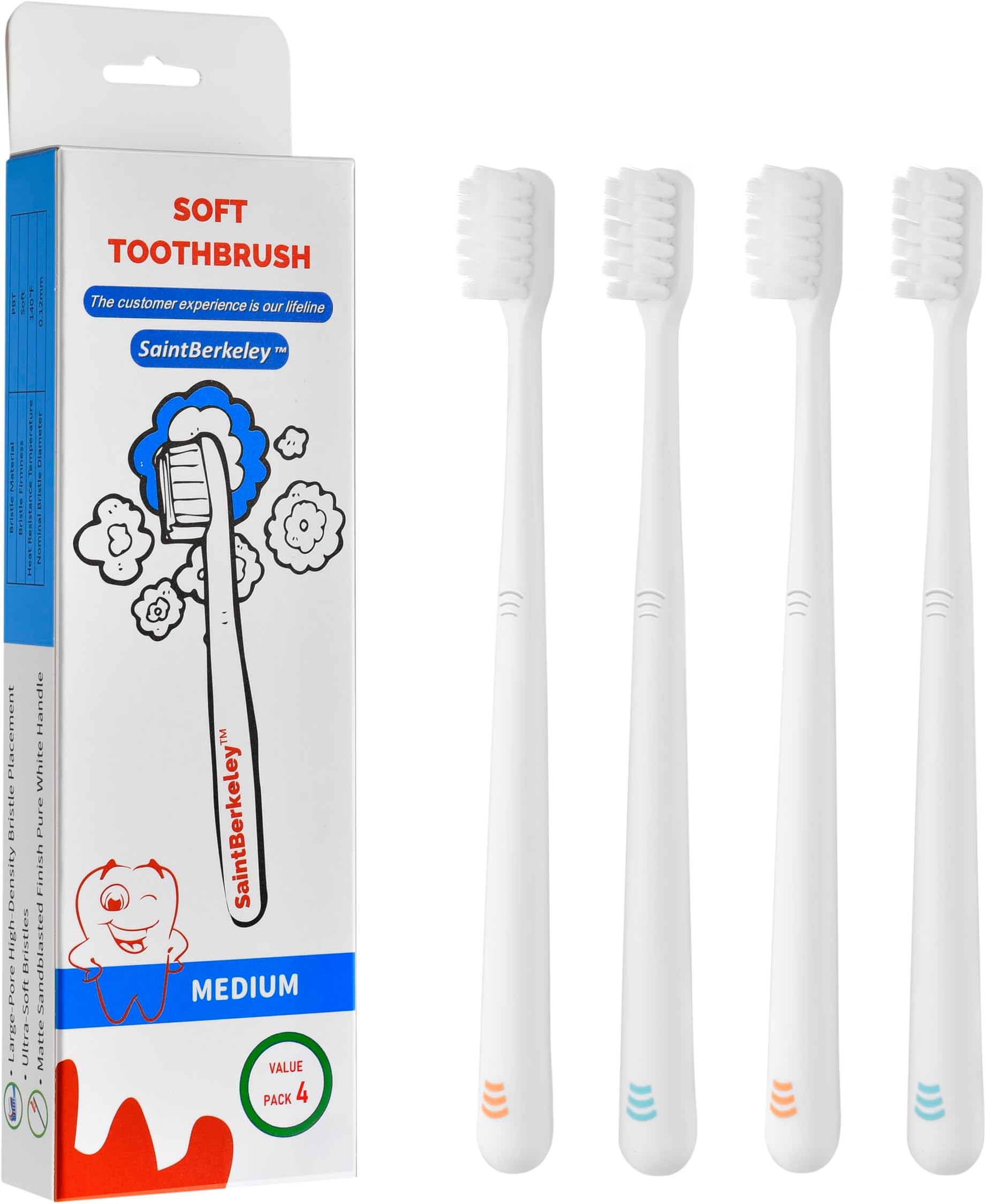 Amazon.com : SaintBerkeley Extra Soft Toothbrushes, Deep Clean, High ...