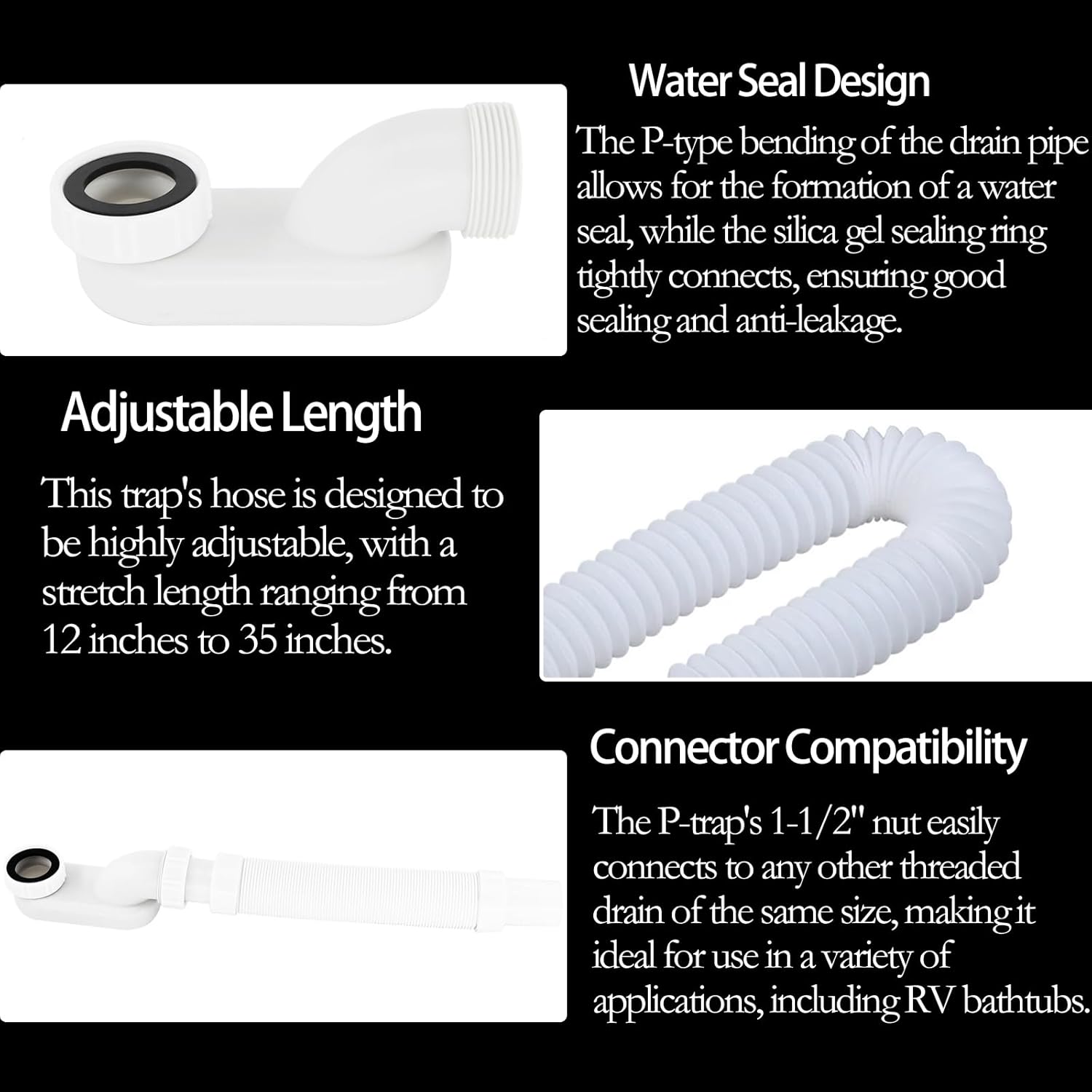 Bathtub Shower Drain Pipe,Low Profile 1 1/2 P Trap, Philippines | Ubuy