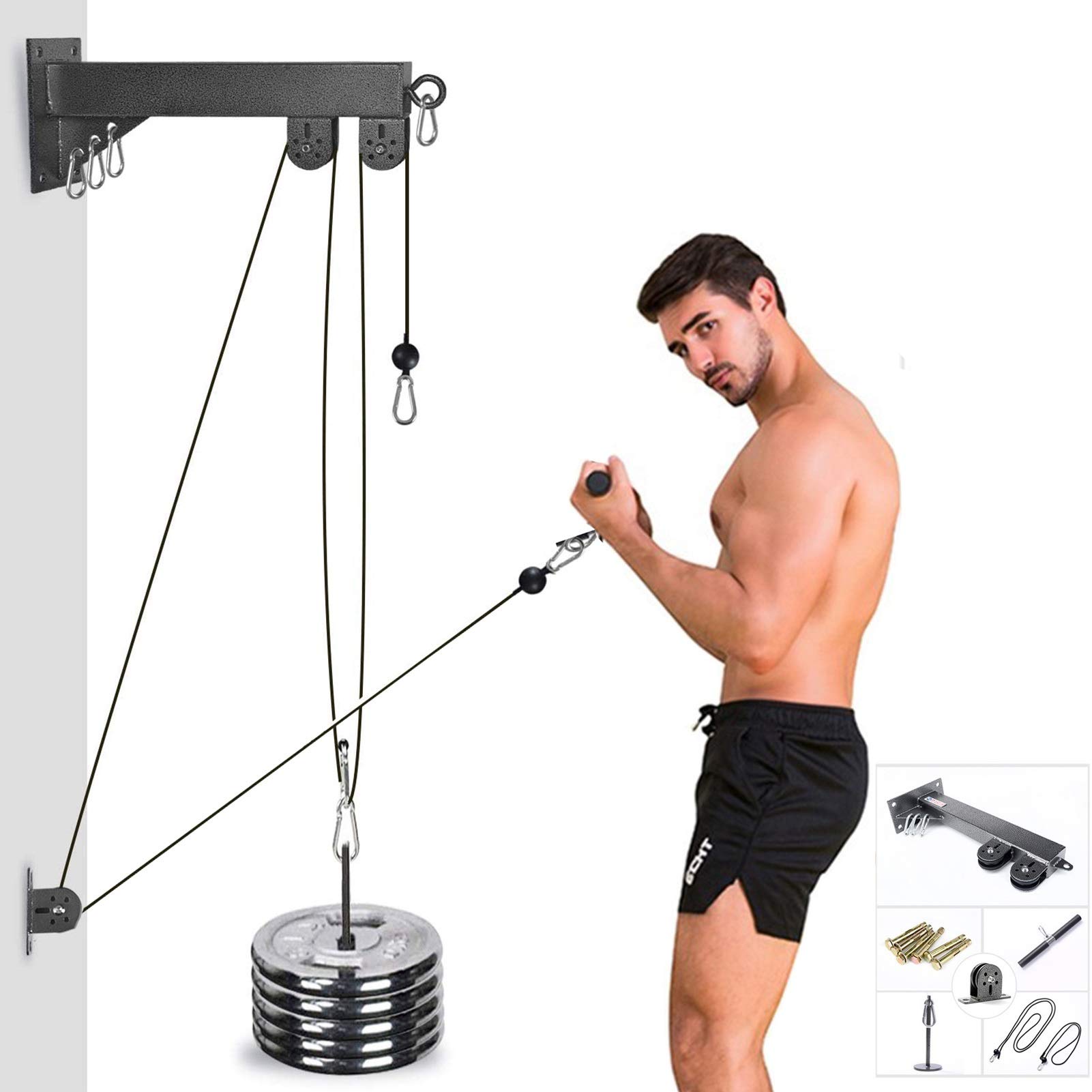 Buy DIY Pulley Cable Machine Attachment System, Tricep Workout Machine ...