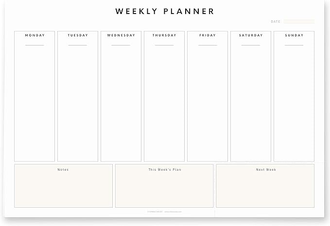Scribble & Dot® A3 Weekly Planner Pad - 140gsm 52 Thick Pages | Desk ...
