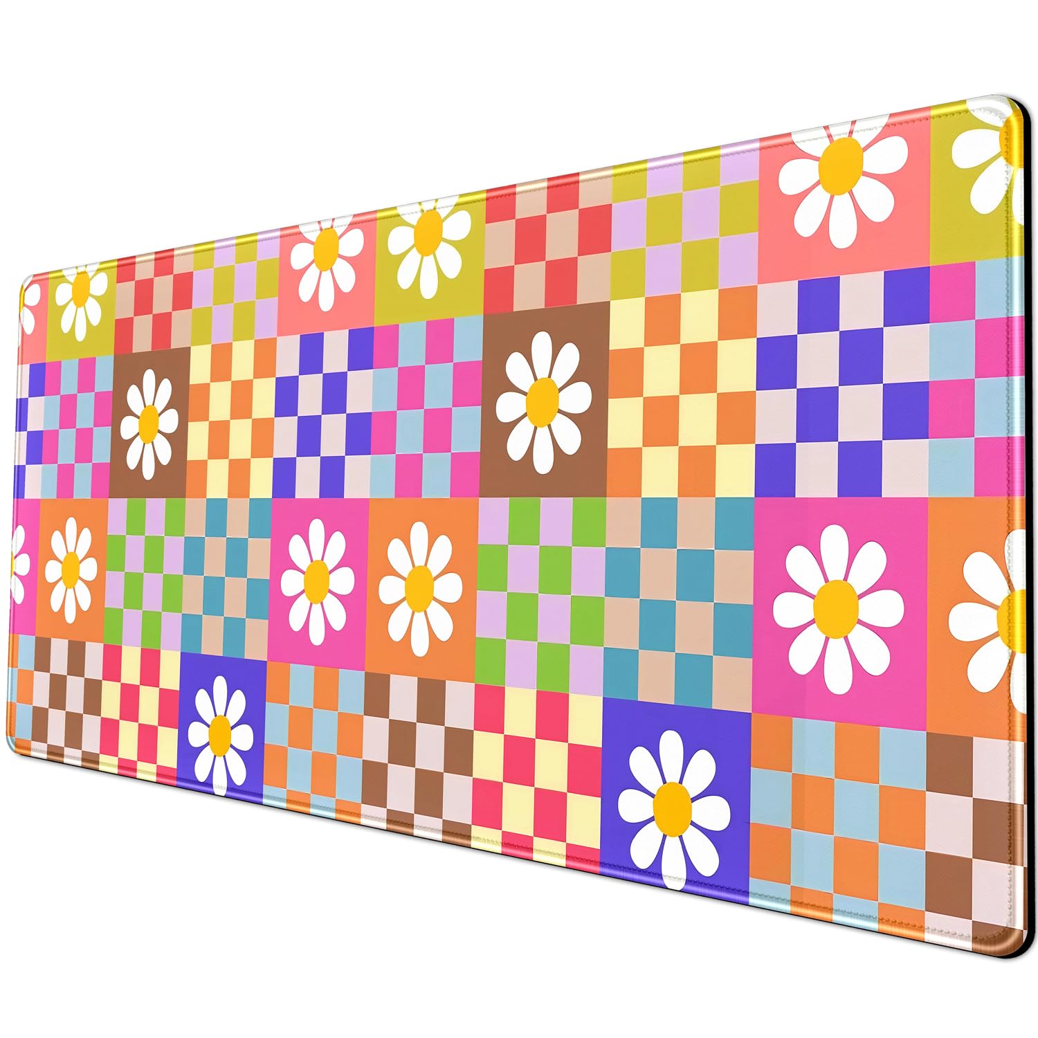 Amazon.com : Pink Desk Mat Trendy Checkered Aesthetic Desk Pad Computer ...