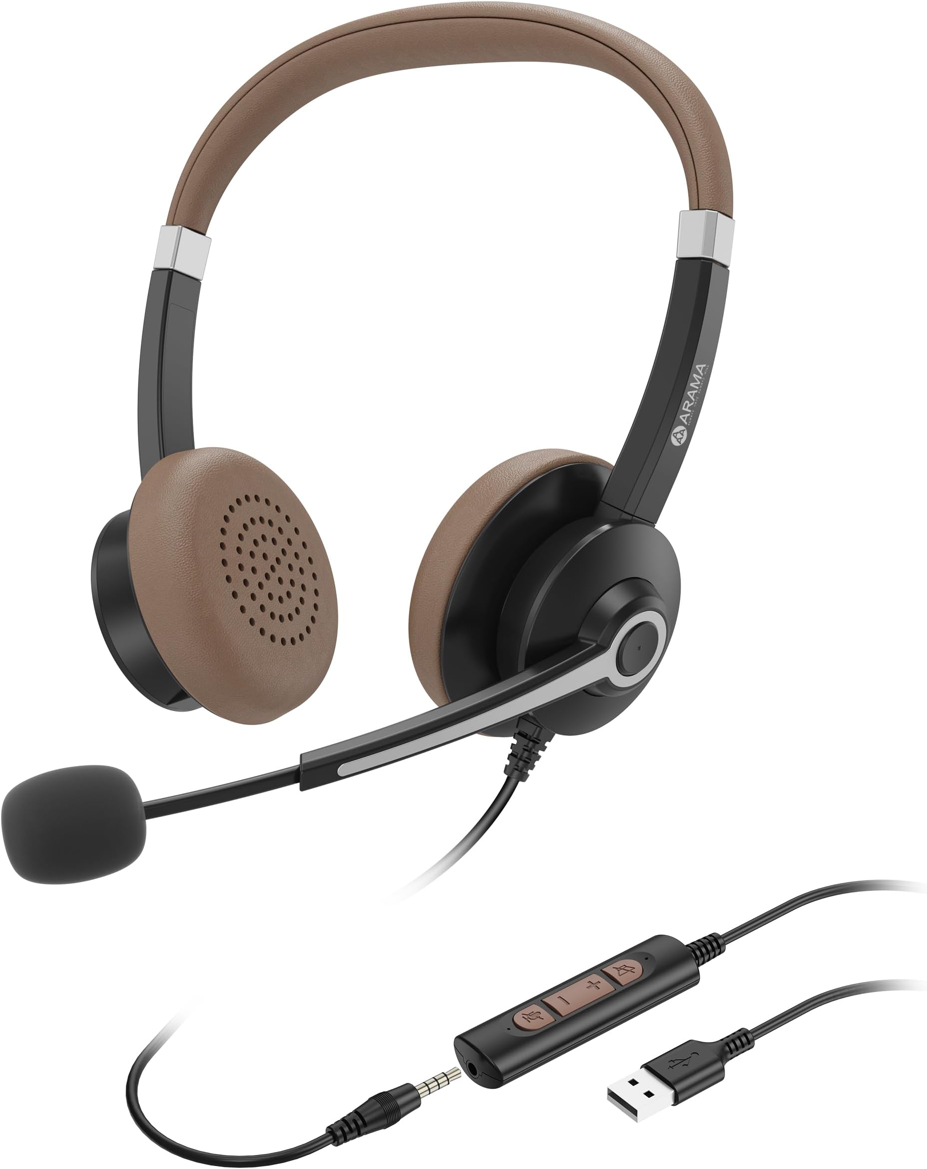 Amazon.com: Arama USB Headset with Microphone for PC Laptop, On-Ear ...