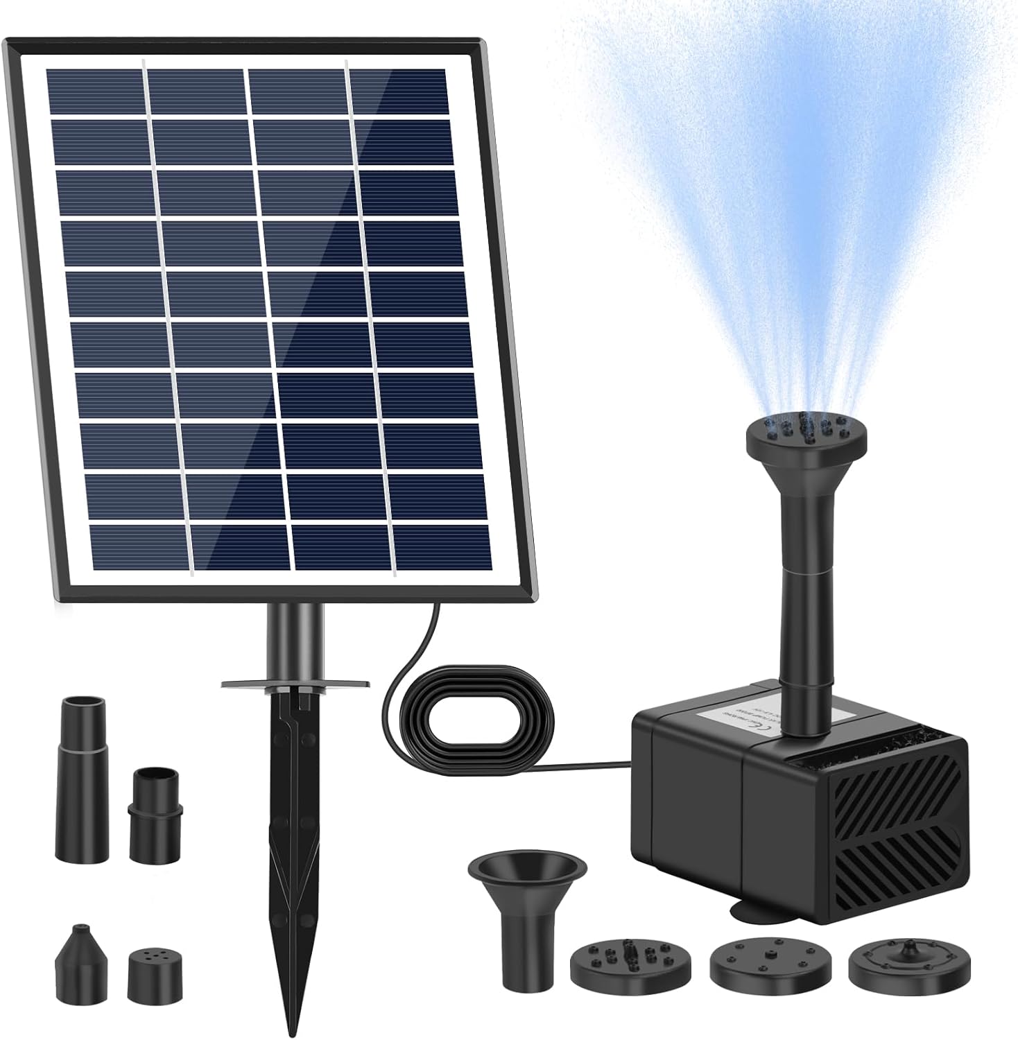 6.5W Solar Fountain, TechKen Upgraded Solar Floating Pond Pump, Water ...
