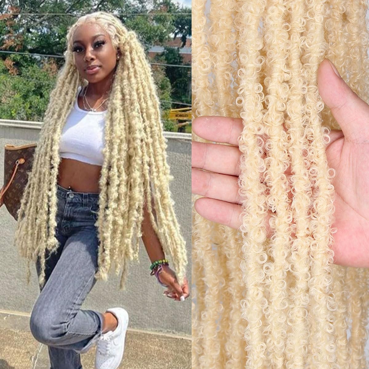 Amazon.com : Pouweney 36 inch Blonde Butterfly Locs Crochet Hair, 6 ...
