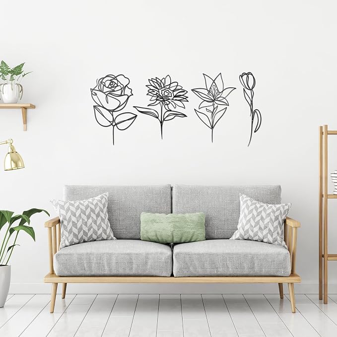 Amazon.com: Blulu 4 Pcs Cast Iron Flower Wall Decor 11.81 Inches Metal ...