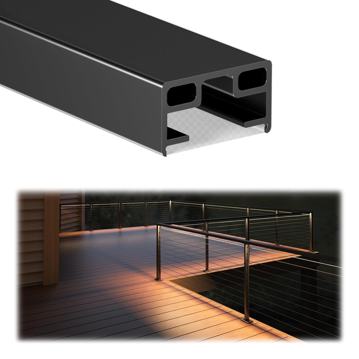 [Upgraded Version] Muzata 6'6" LED Aluminum Black Lighted Handrail Kit ...