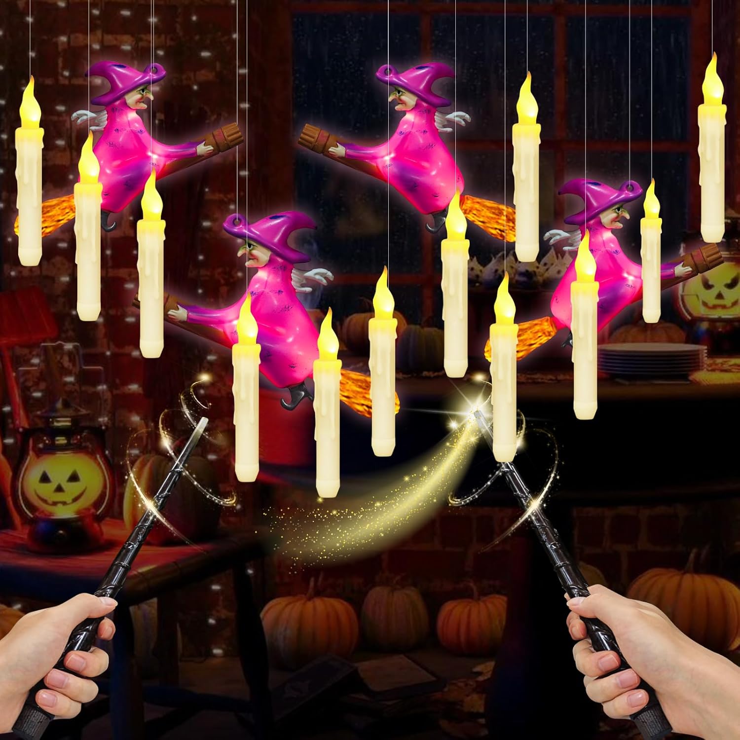 Amazon.com: Christmas Decorations with 4 Halloween Hanging light witch ...
