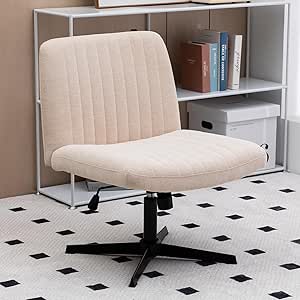 GERTTRONY Armless Office Chair Wide Vanity Chair no Wheels Fabric ...