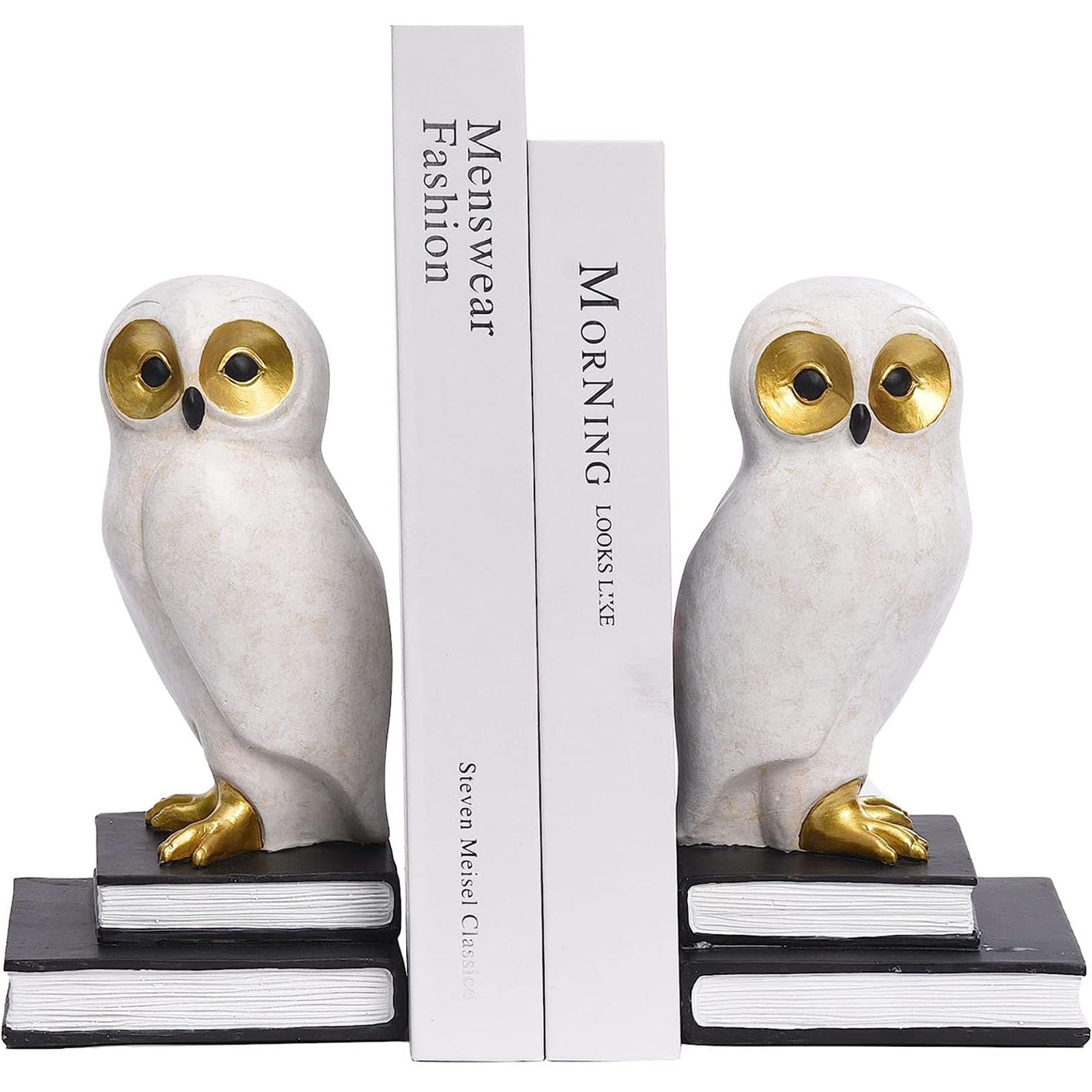 Wise White Snow Owl Heavy Duty Book Ends Decorative Unique Cute ...