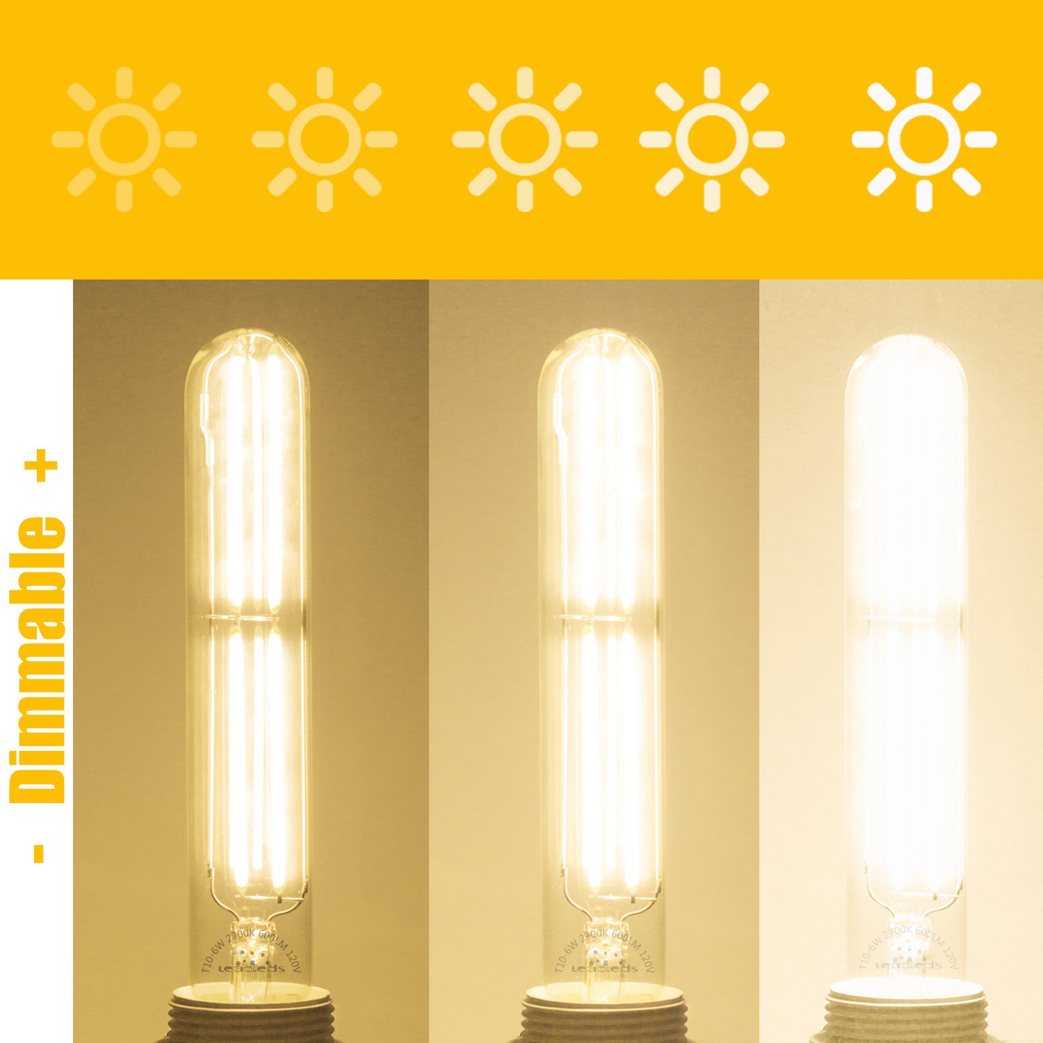 Snapklik.com : 6 Pack Tubular LED Light Bulbs 60 Watt Equivalent, 6W ...
