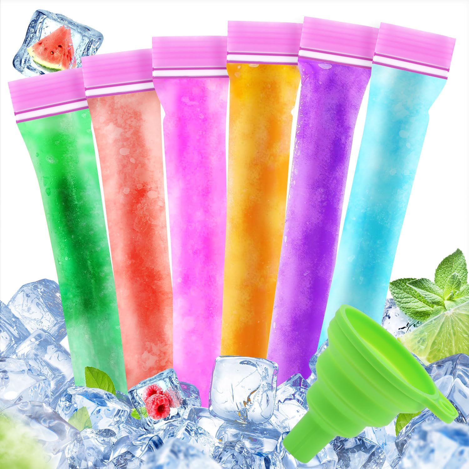 Amazon.com: 【Upgrade】LOMIMOS 100PCS Disposable Ice Popsicle Mold Bags ...