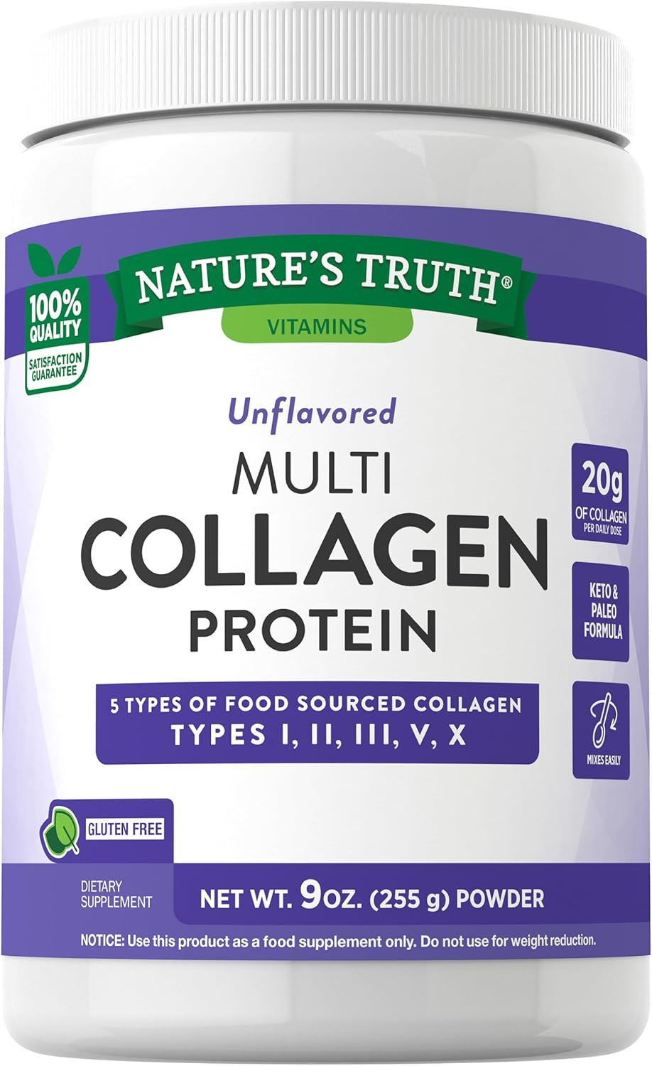 Amazon.com: Nature's Truth Multi Collagen Powder | 9 oz | Type I, II ...