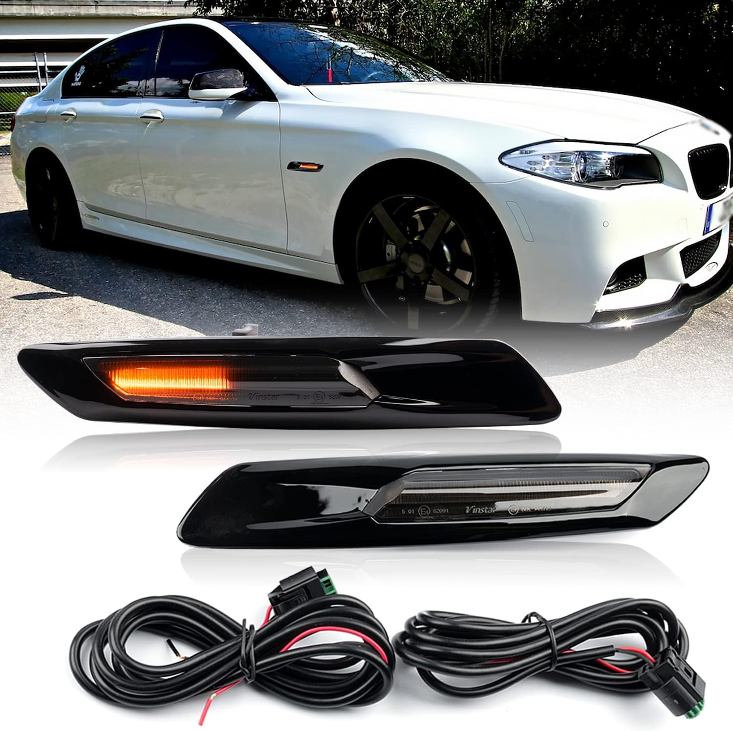 Amazon.com: Black Side Markers Reflector Lens for 2011-2016 BMW 5 ...
