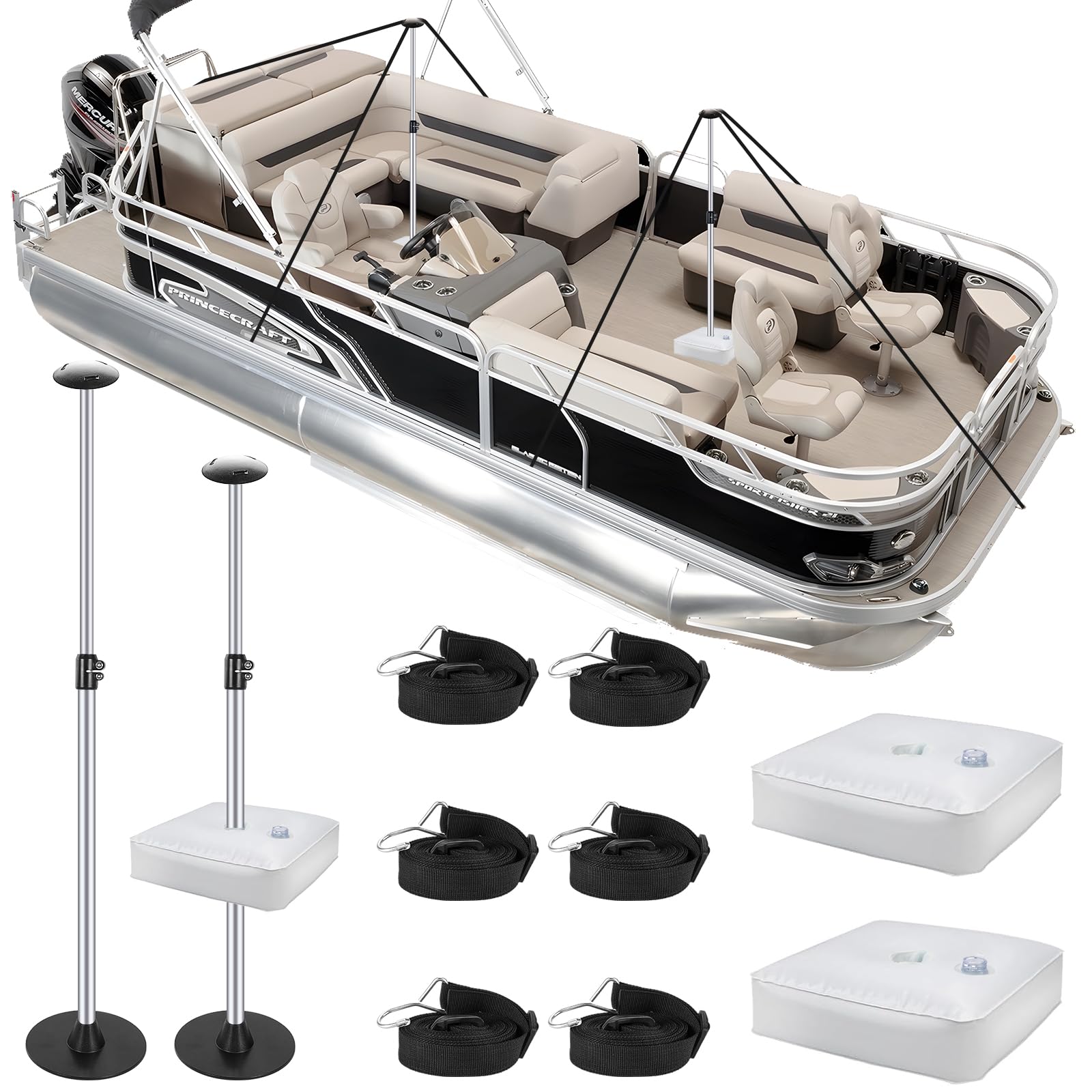 Amazon.com: TeBaisea Pontoon Boat Cover Support Poles System 2 Pack, Adjustable Aluminum Support ...