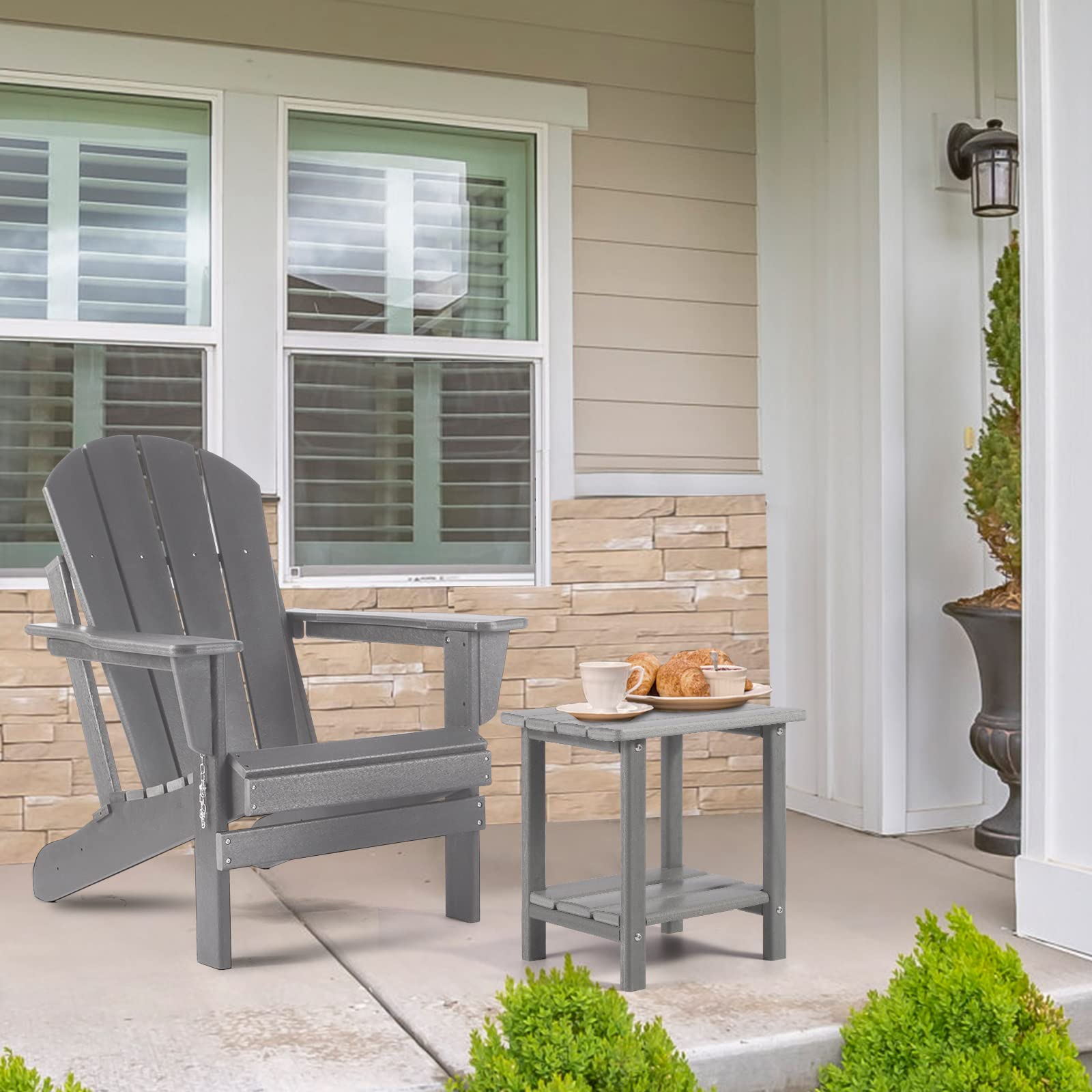 Snapklik.com : Adirondack Outdoor Side Table, 2-Tier Sturdy Patio End ...