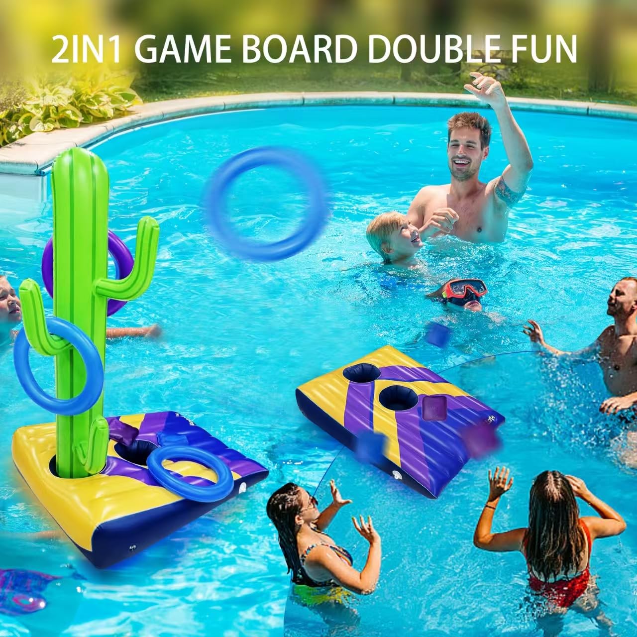 Snapklik.com : Nattork Pool Games- Pool Cornhole & Ring Toss Games 2in1 ...