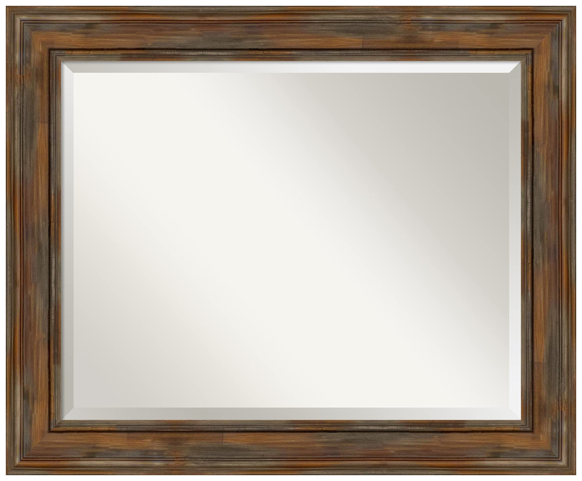 Amanti Art Wall Mirror, Alexandria Rustic Brown Wood Frame Mirror for ...