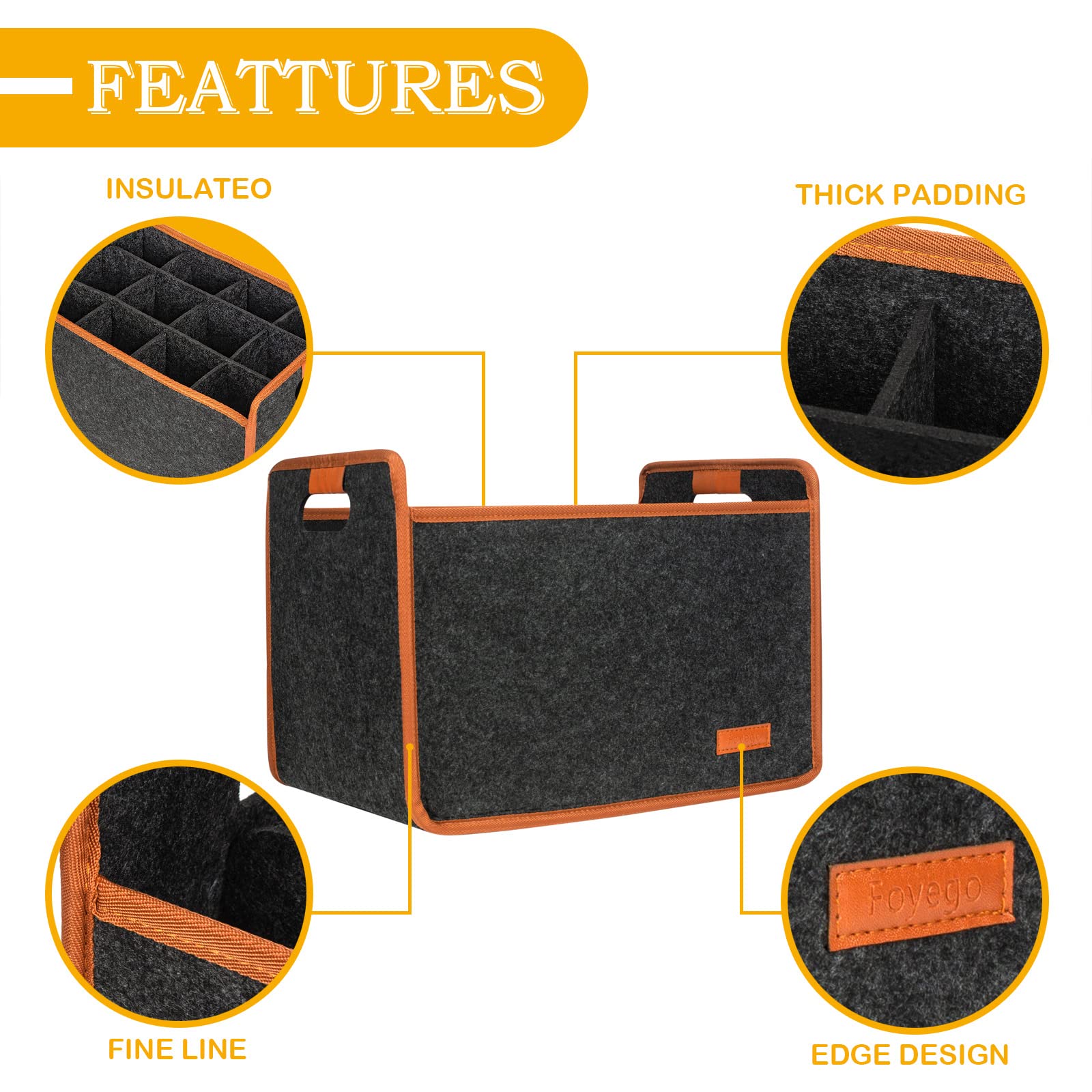 Foyego 12 Bottle Wine Tote Bag, Insulated Thermal Padded Wine Carrier ...