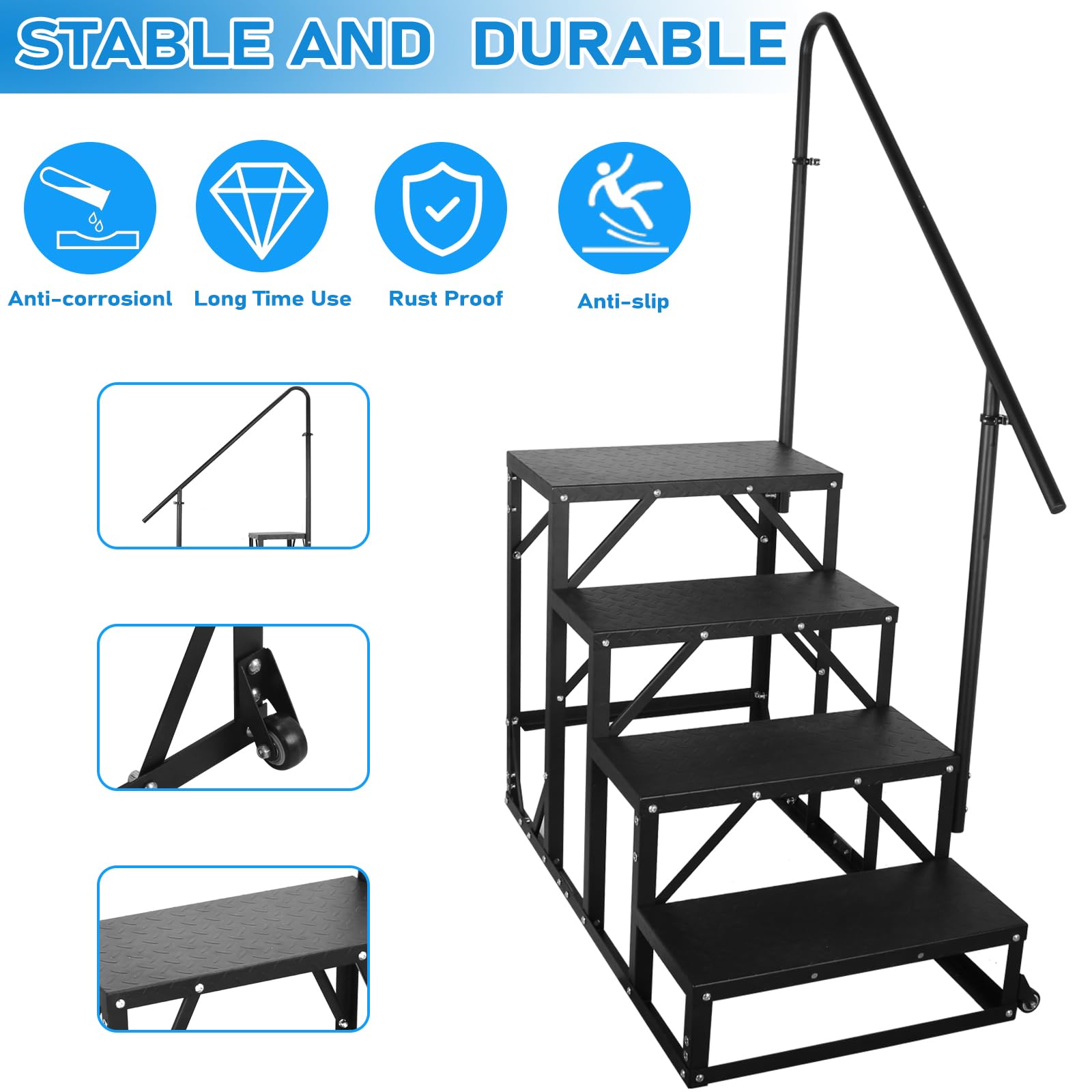 Portable Rv Step System Amazon.com: VIVOHOME RV Steps With Handrail, 3