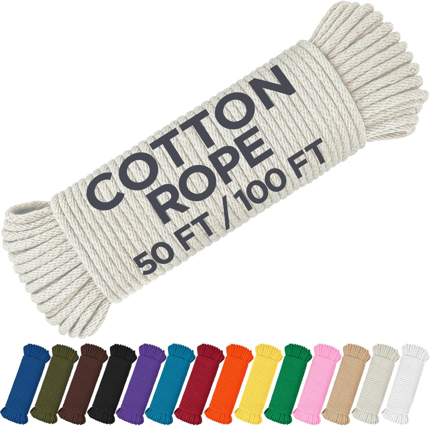 Amazon.com: 100 Ft Heavy Duty Braided Cotton Rope Clothesline ...