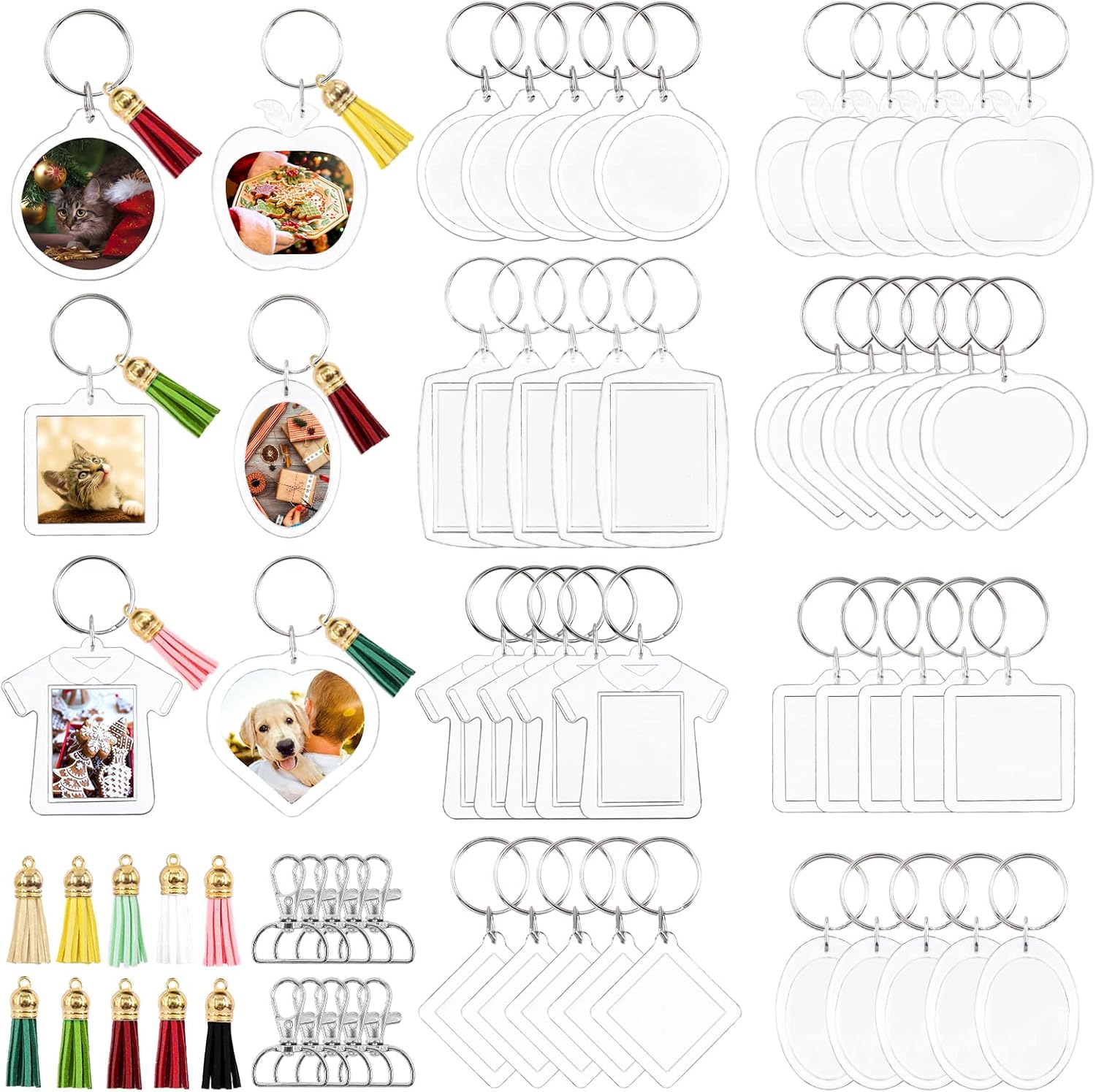 Mardatt 84 Pcs 8 Type Photo Frame Keychain Set, Clear Picture Insert ...