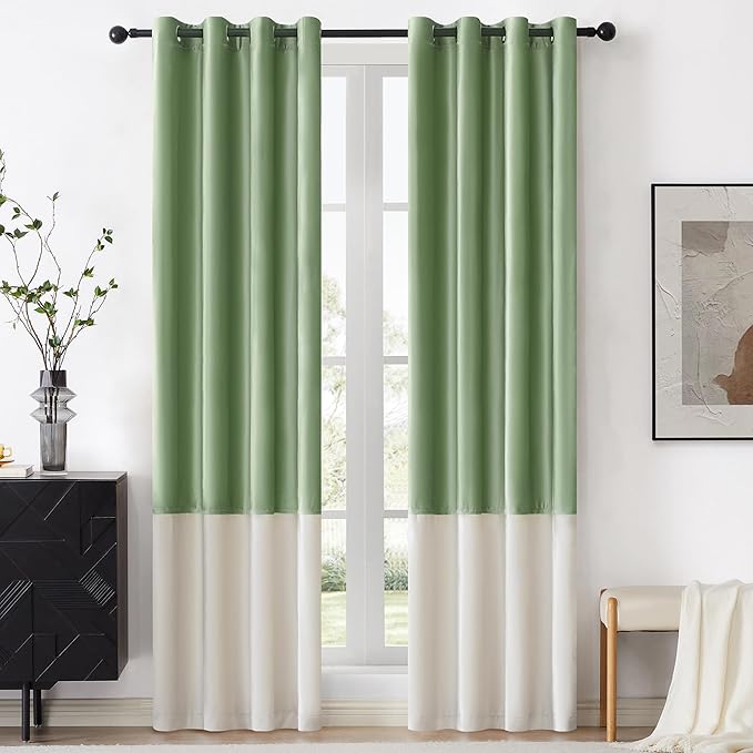Amazon.com: BULBUL Color Block Window Curtains Panels 84 inches Long ...