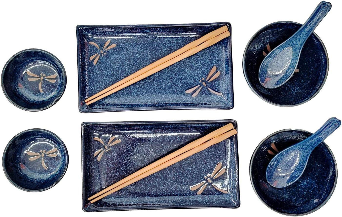 Amazon.com | Happy Sales HSBH85/N, 10-Piece Dinnerware Set Blue ...