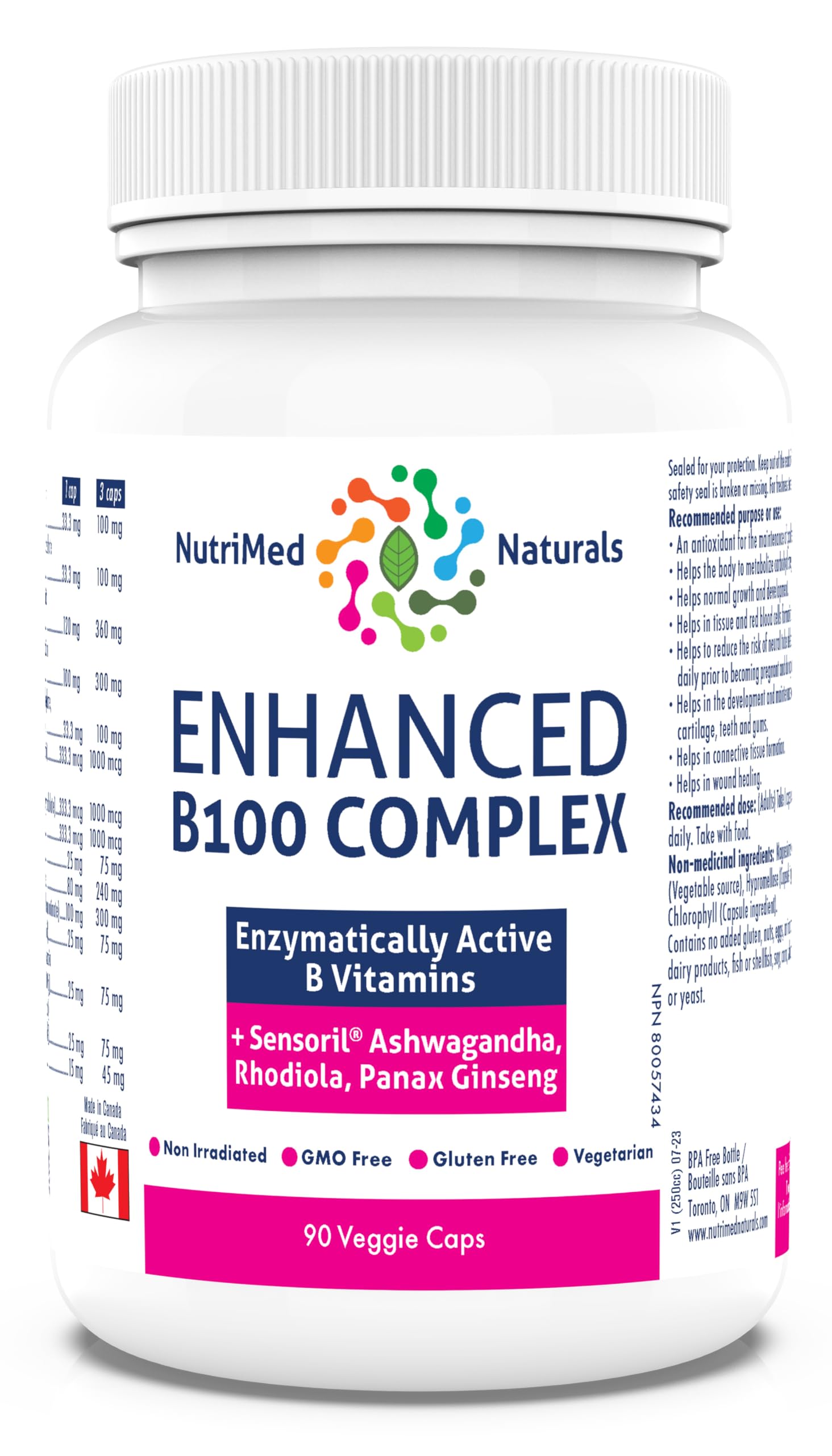 Nutrimed Naturals - Enhanced B100 Complex Vitamins Supplement 90 vcaps ...