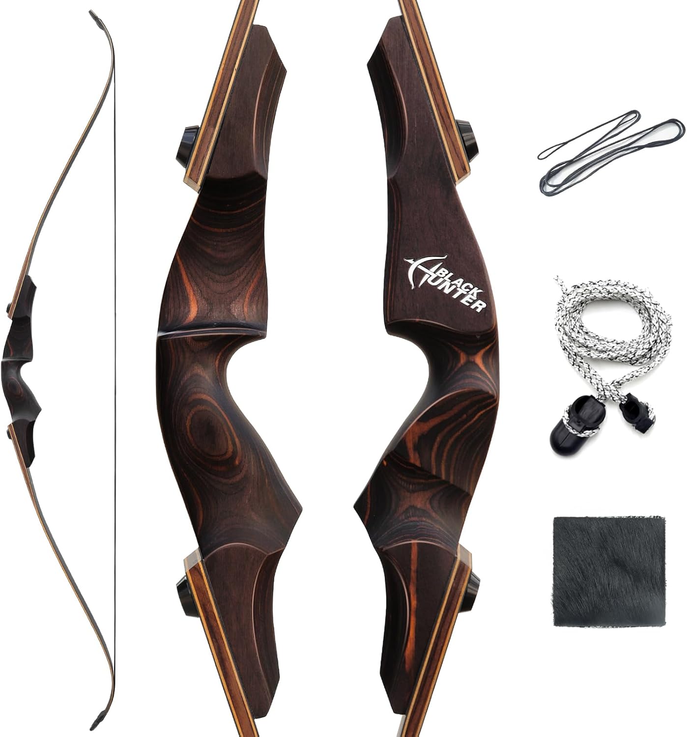 60 Inch Black Hunter Recurve Bow for Adults Archery Takedown Hunting ...