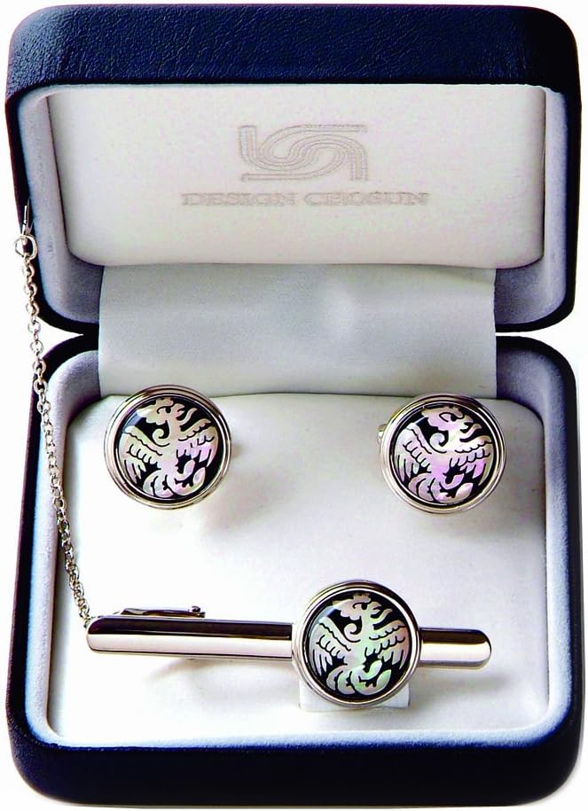 Amazon.com: Mother of Pearl White Phoenix Round Tie Clip Bar Clasp Pin ...