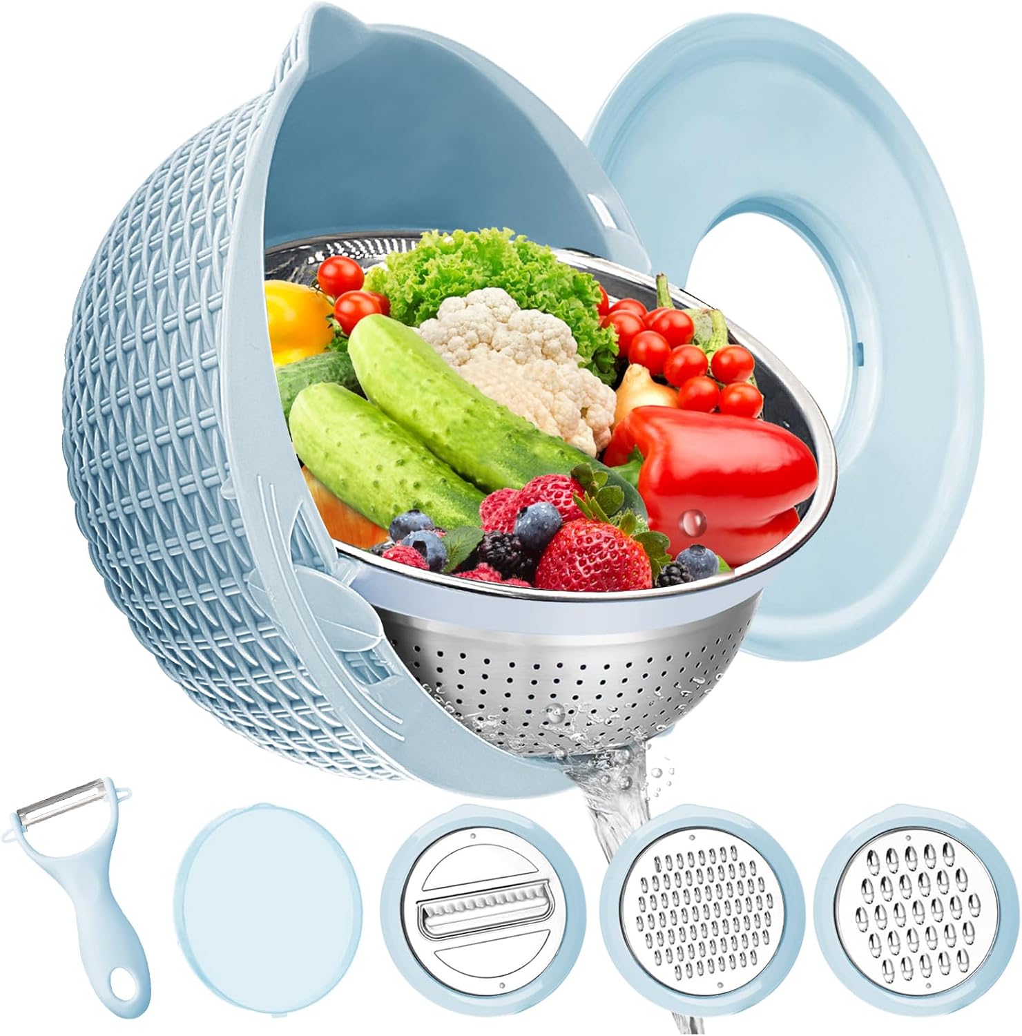 Amazon.com: 4-1 Colander with Mixing Bowl Set, PIYIENR Food Strainers ...