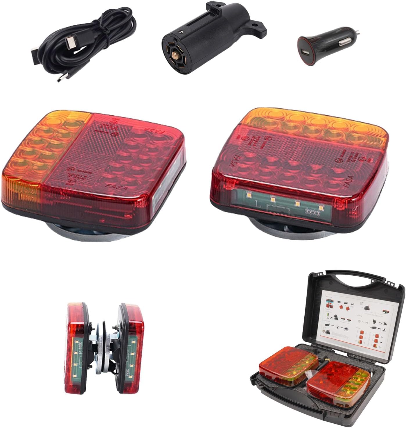 Magnetic Wireless Led Trailer Rear Tail Lights Kit, Wireless Trailer ...