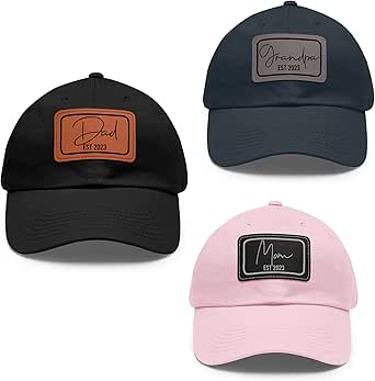 Amazon.com: GODMERCH Personalized Family Hat with Leather Patch, Dad ...