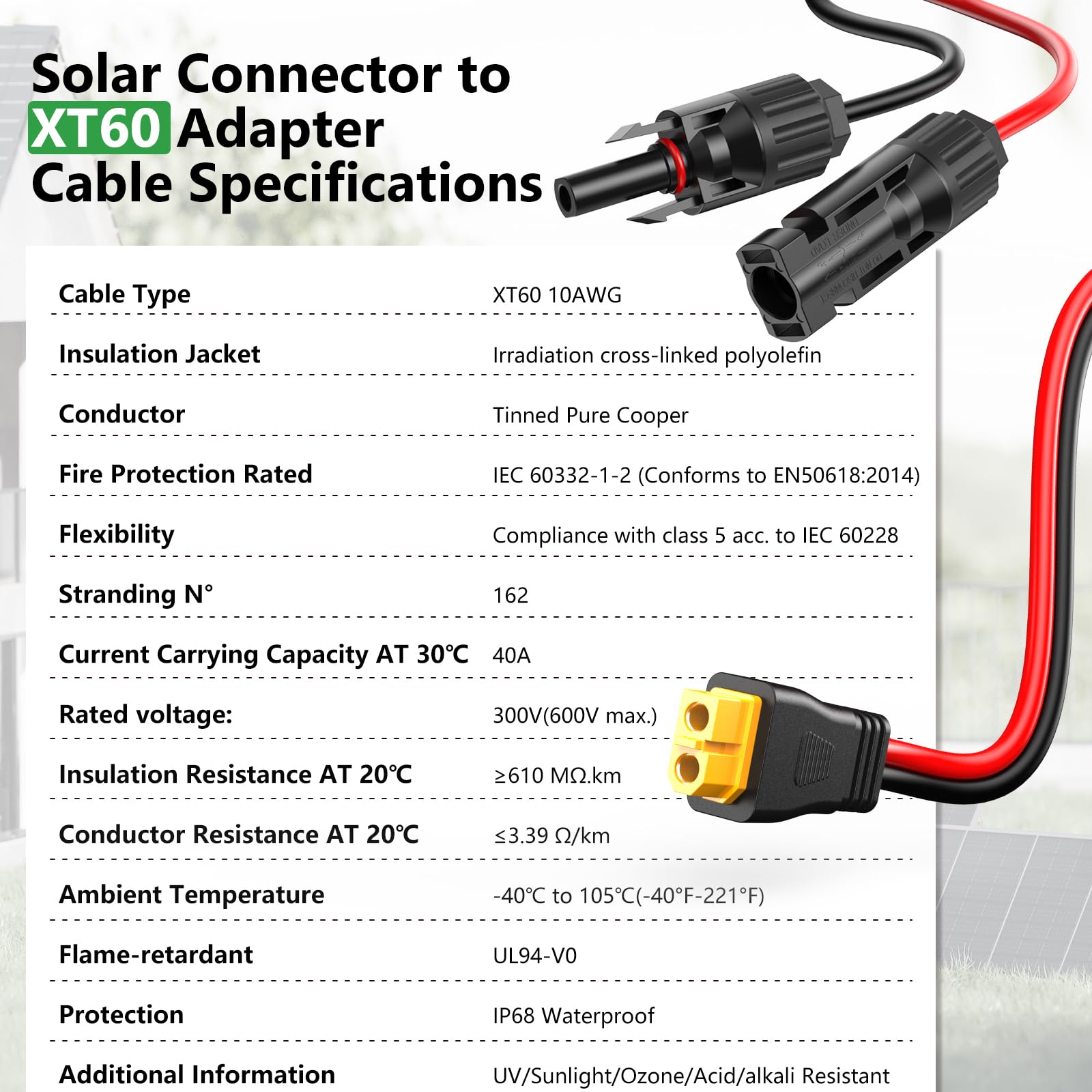 Snapklik.com : 10AWG 25 FT Solar Connector To XT60 Adapter Connector ...