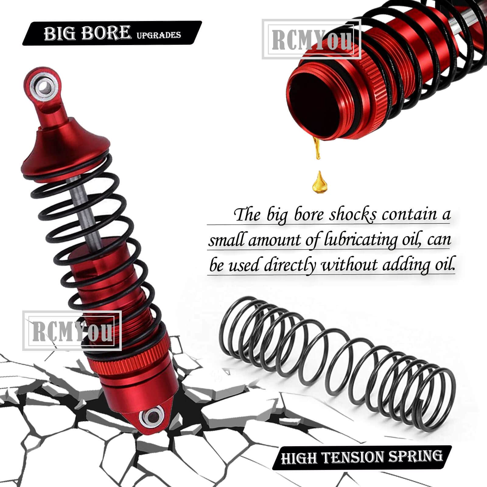 Losi Tenacity RCAWD LOS233011 Front Rear Shocks For 1/10 Losi Lasernut ...