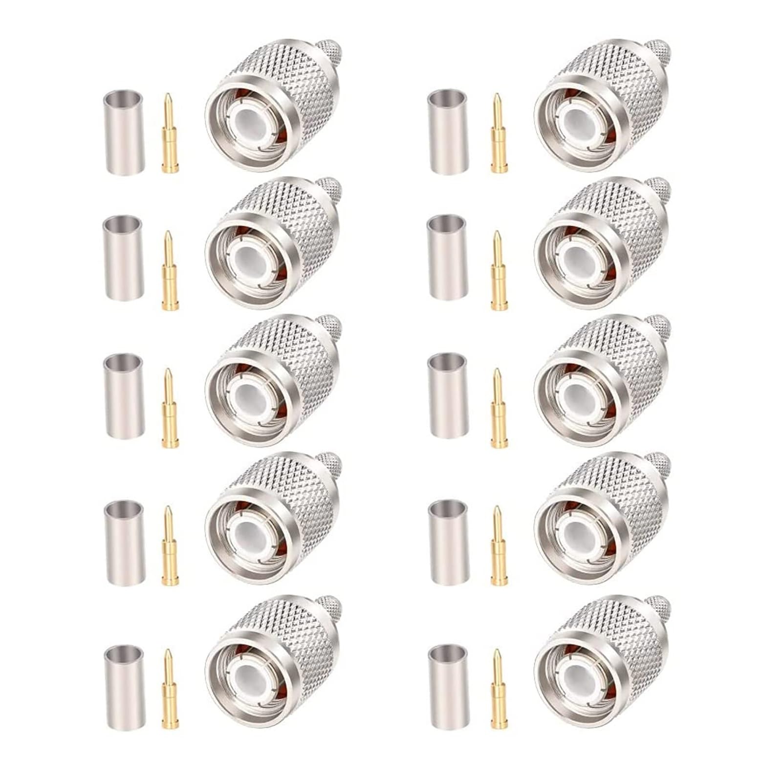 THE WHITE SHOP 10PCS TNC Male Connector, TNC Male Plug Crimp Connector ...