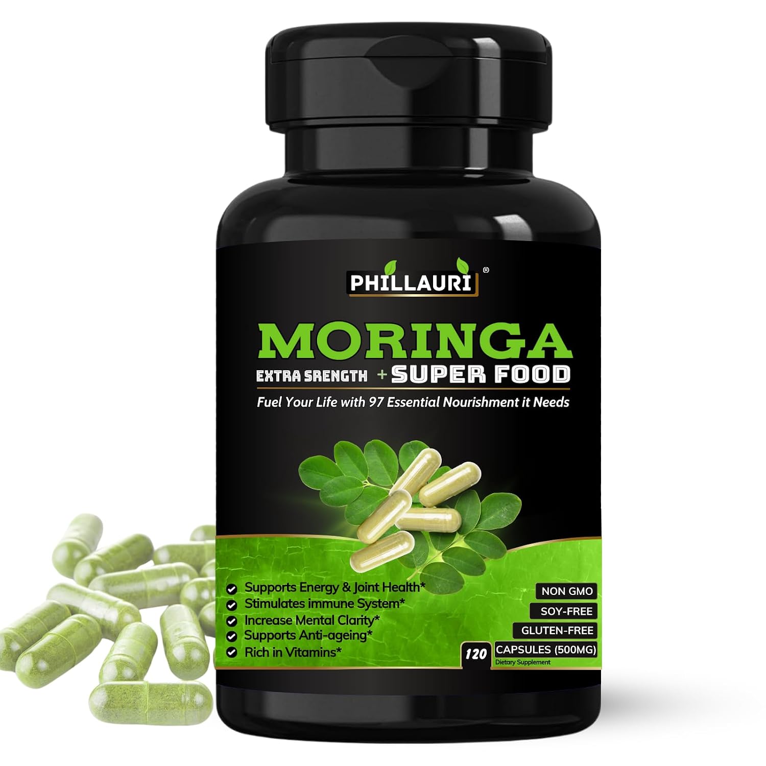 Phillauri Organic Moringa Powder Capsules - Moringa Seed | Drumstick ...