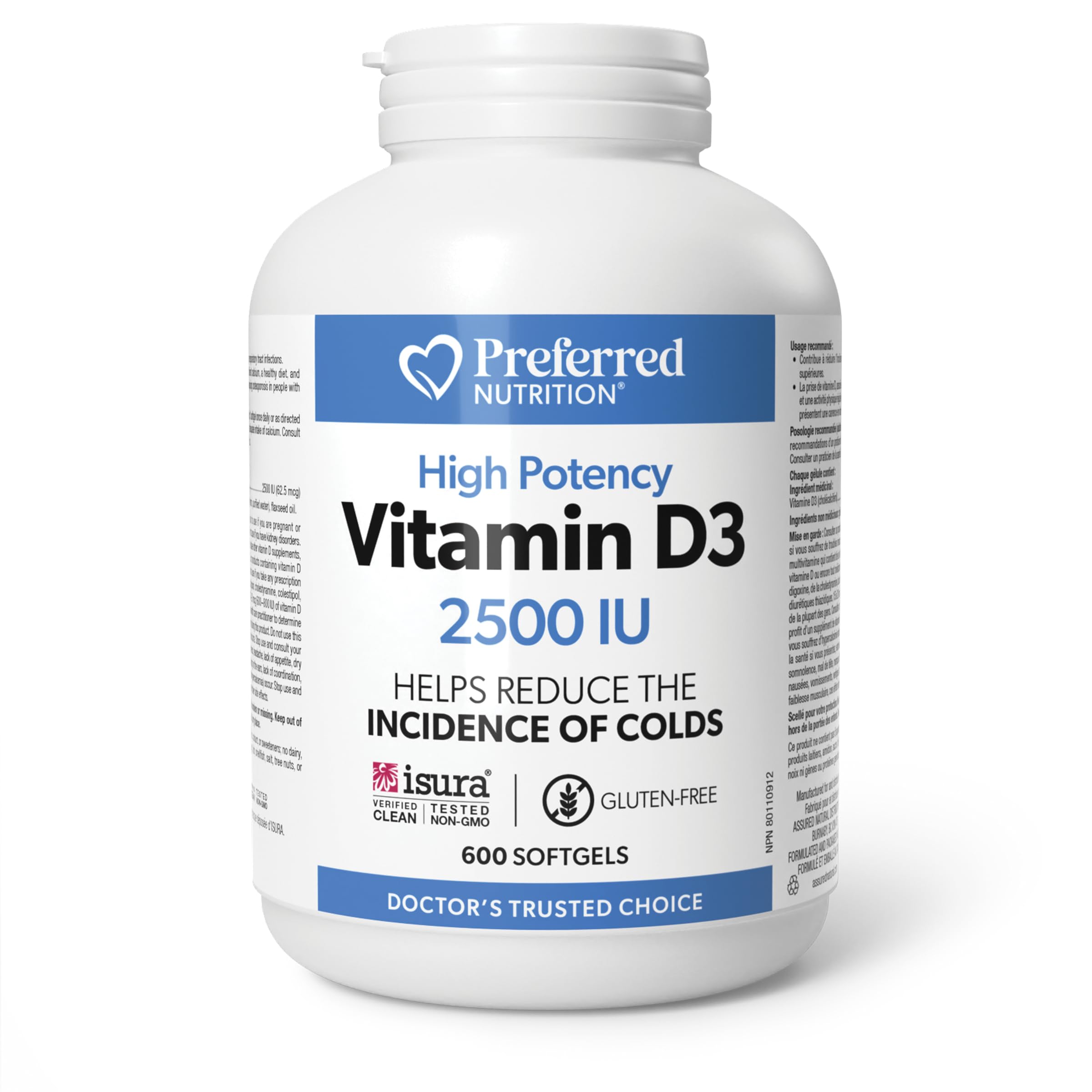 Preferred Nutrition Vitamin D3 2500 IU, 600 softgels, VALUE Size, High ...