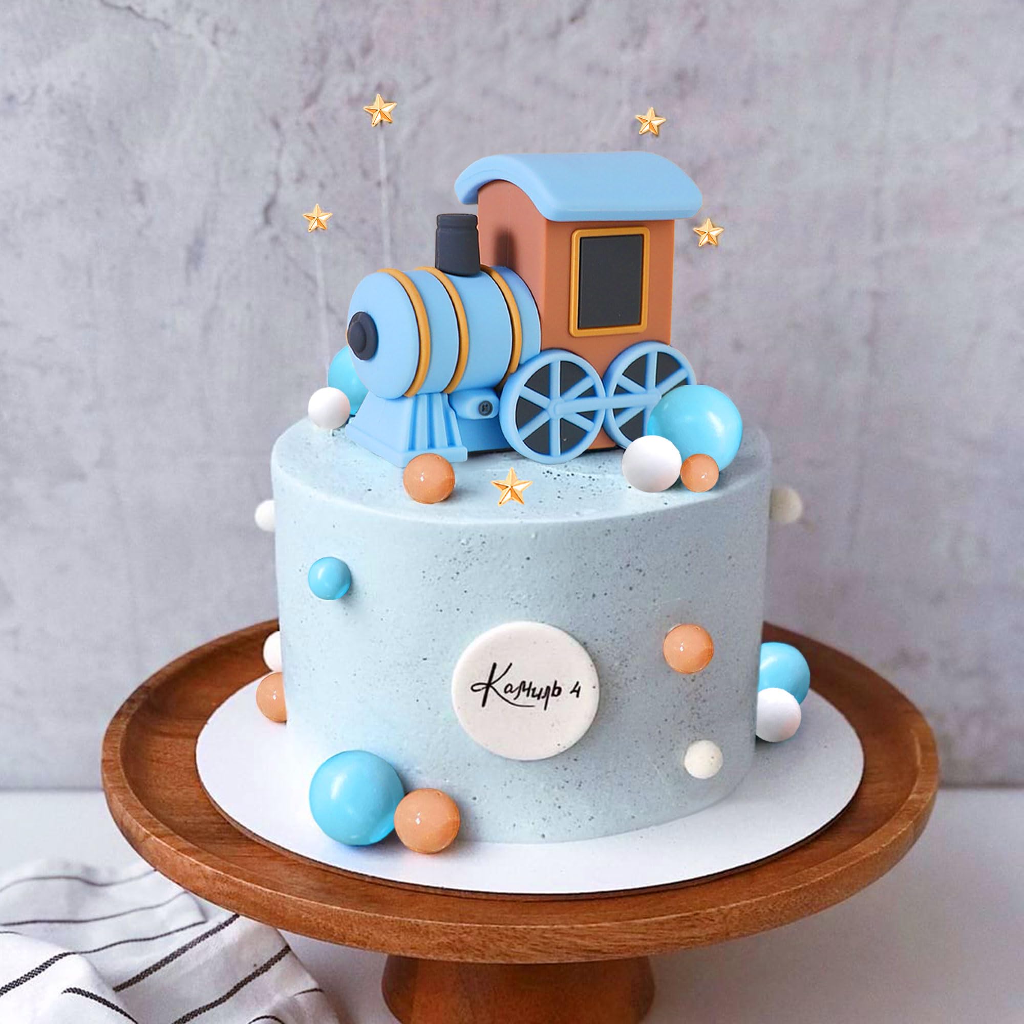 Snapklik.com : Vintage Blue Train Cake Decoration Train Cake Topper ...